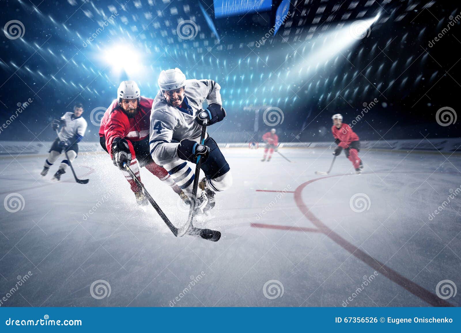 Hockey Players Shoots the Puck and Attacks Stock Photo - Image of ...