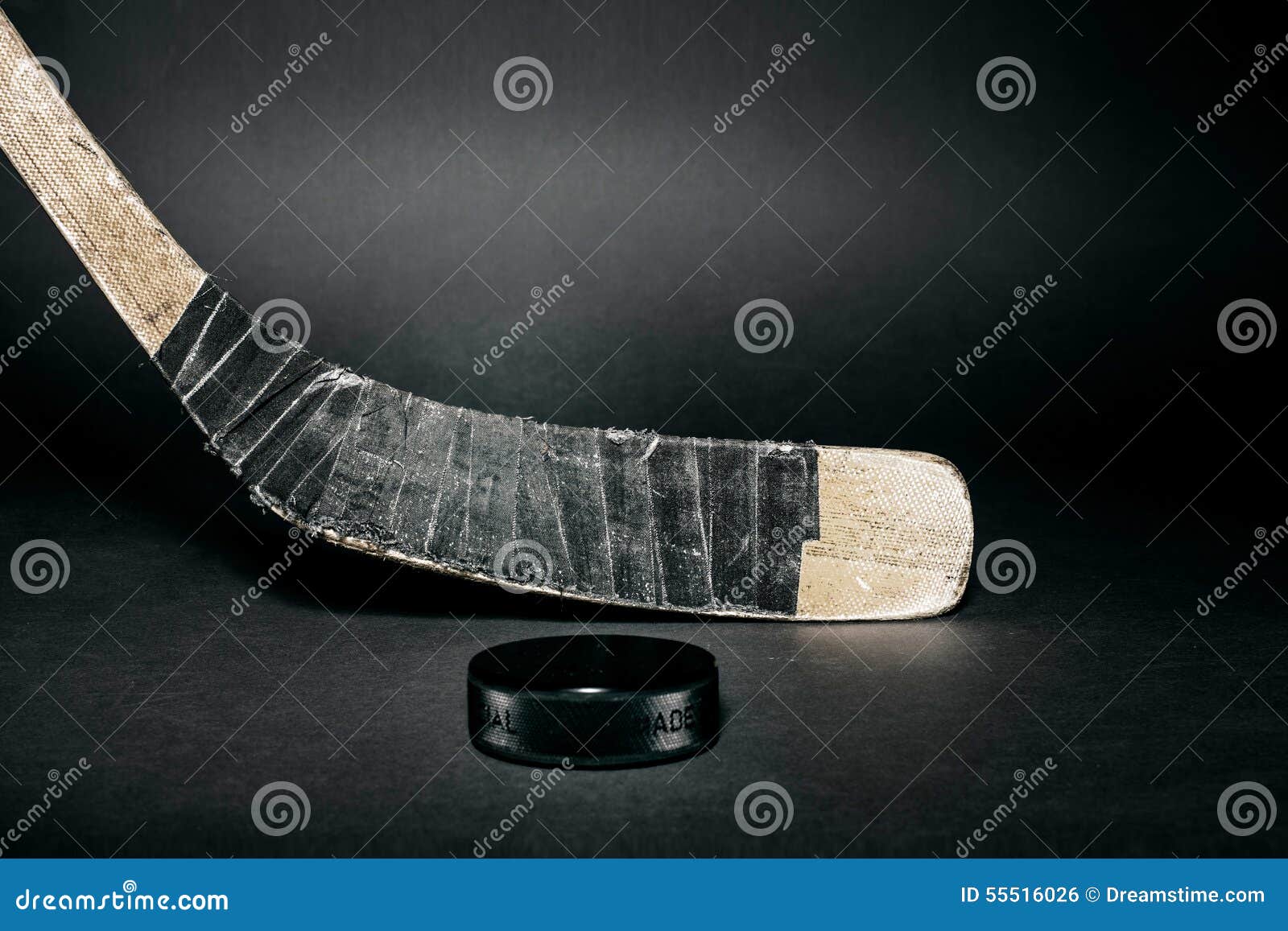 Hockey stick and puck stock photo. Image of hockey, rink - 55516026