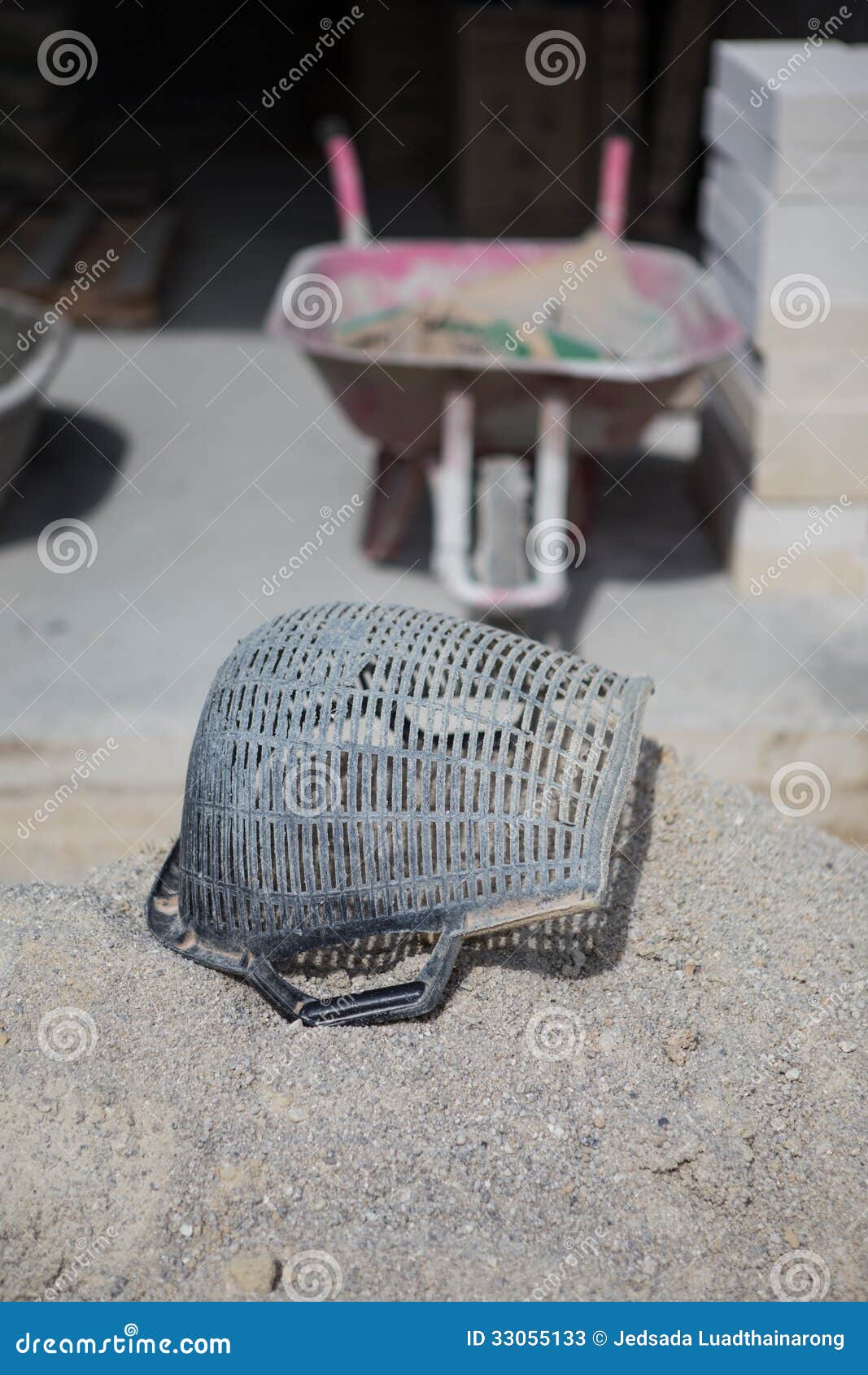 Hod on cement mortar stack stock image. Image of work - 33055133