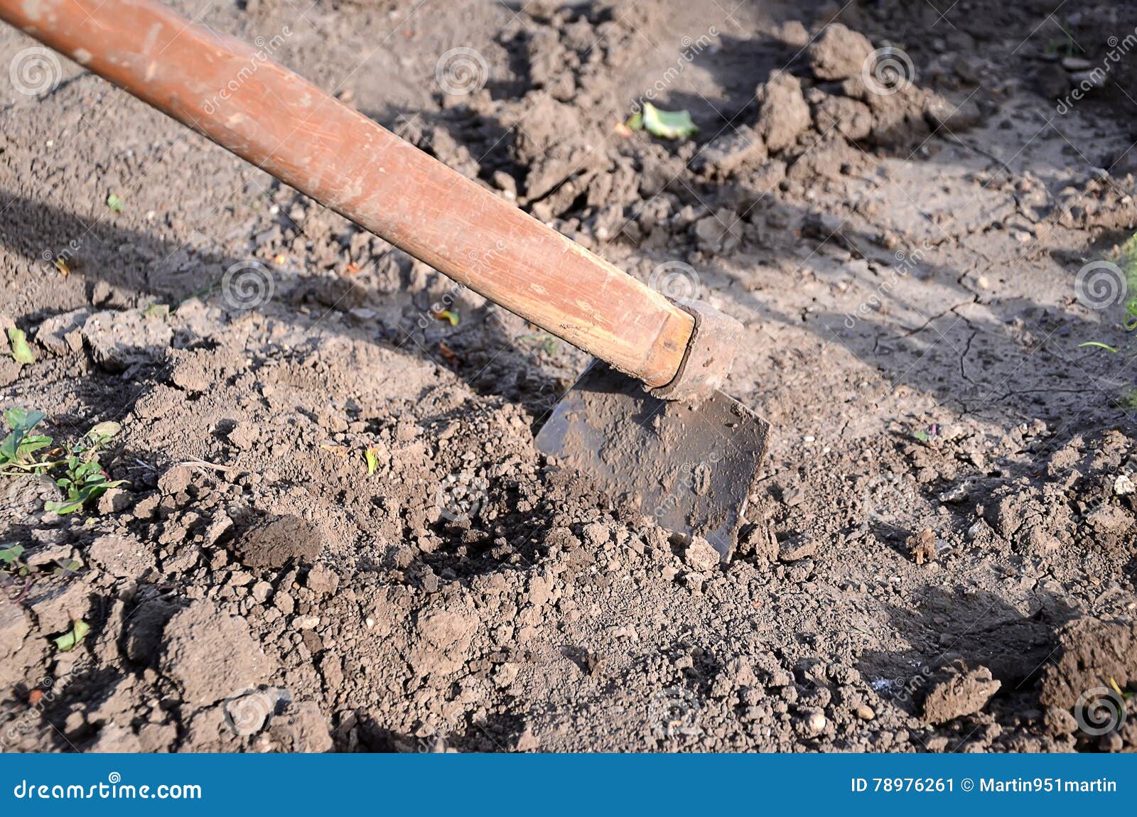 Hoe on the Farm Field in the Ground Stock Image - Image of breaking ...