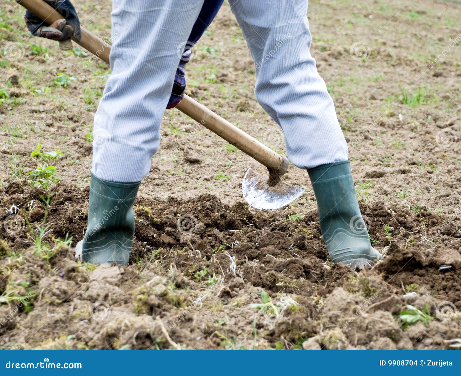 Hoe in hands stock photo. Image of vehicle, ground, yellow - 9908704