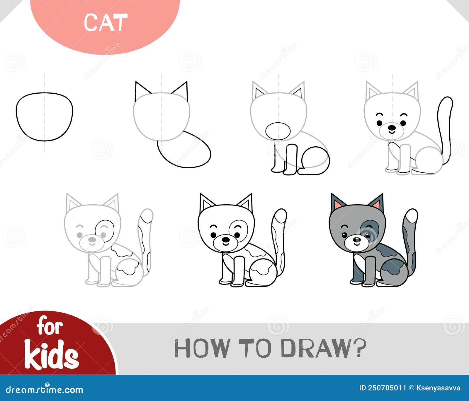 Hoe Je Een Grijze Kat Voor Kinderen Kunt Tekenen. Stap Voor Stap ... Hoe Je Een Grijze Kat Voor Kinderen Kunt Tekenen. Stap Voor Stap ...