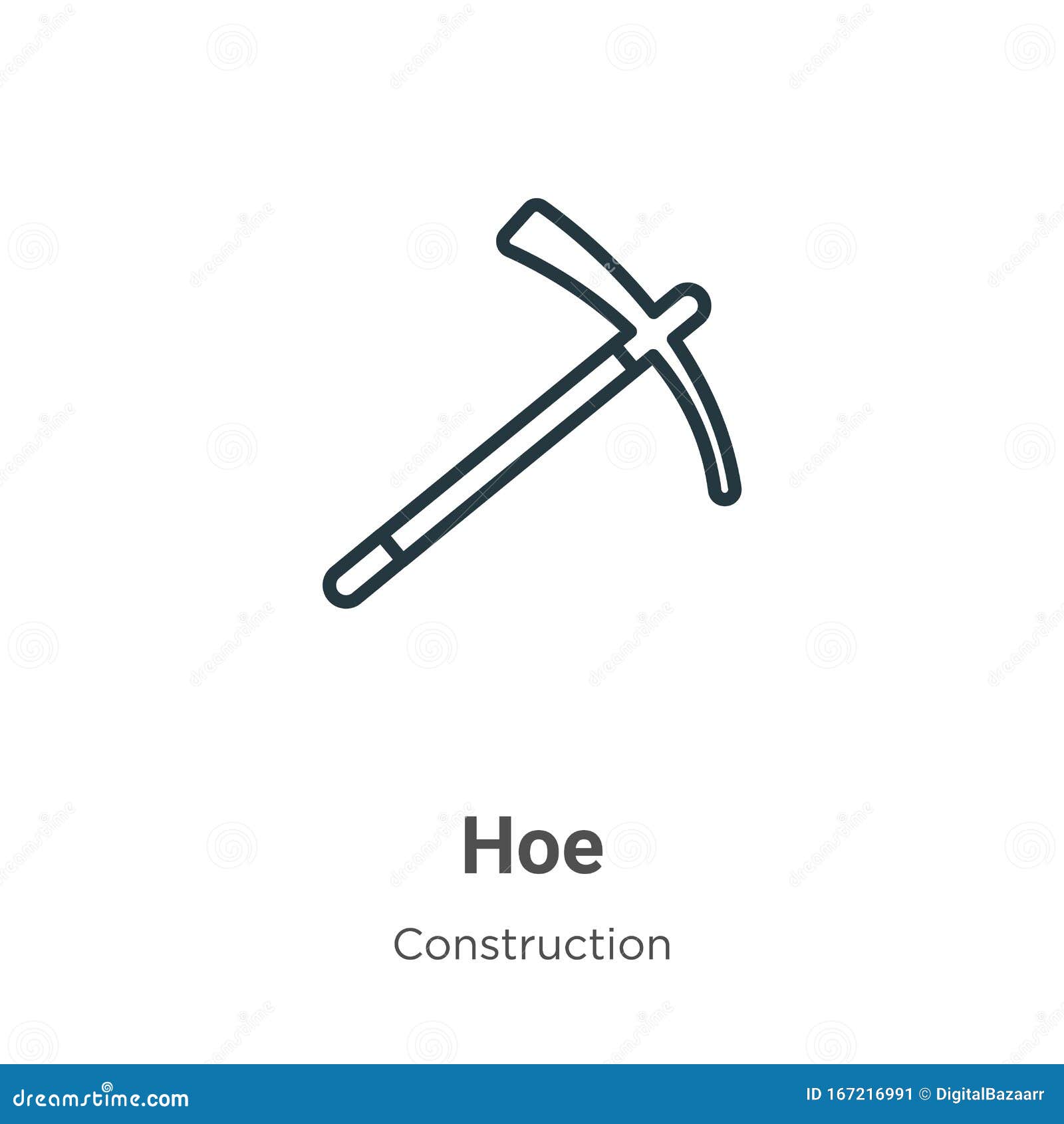 Hoe Outline Vector Icon. Thin Line Black Hoe Icon, Flat Vector Simple ...