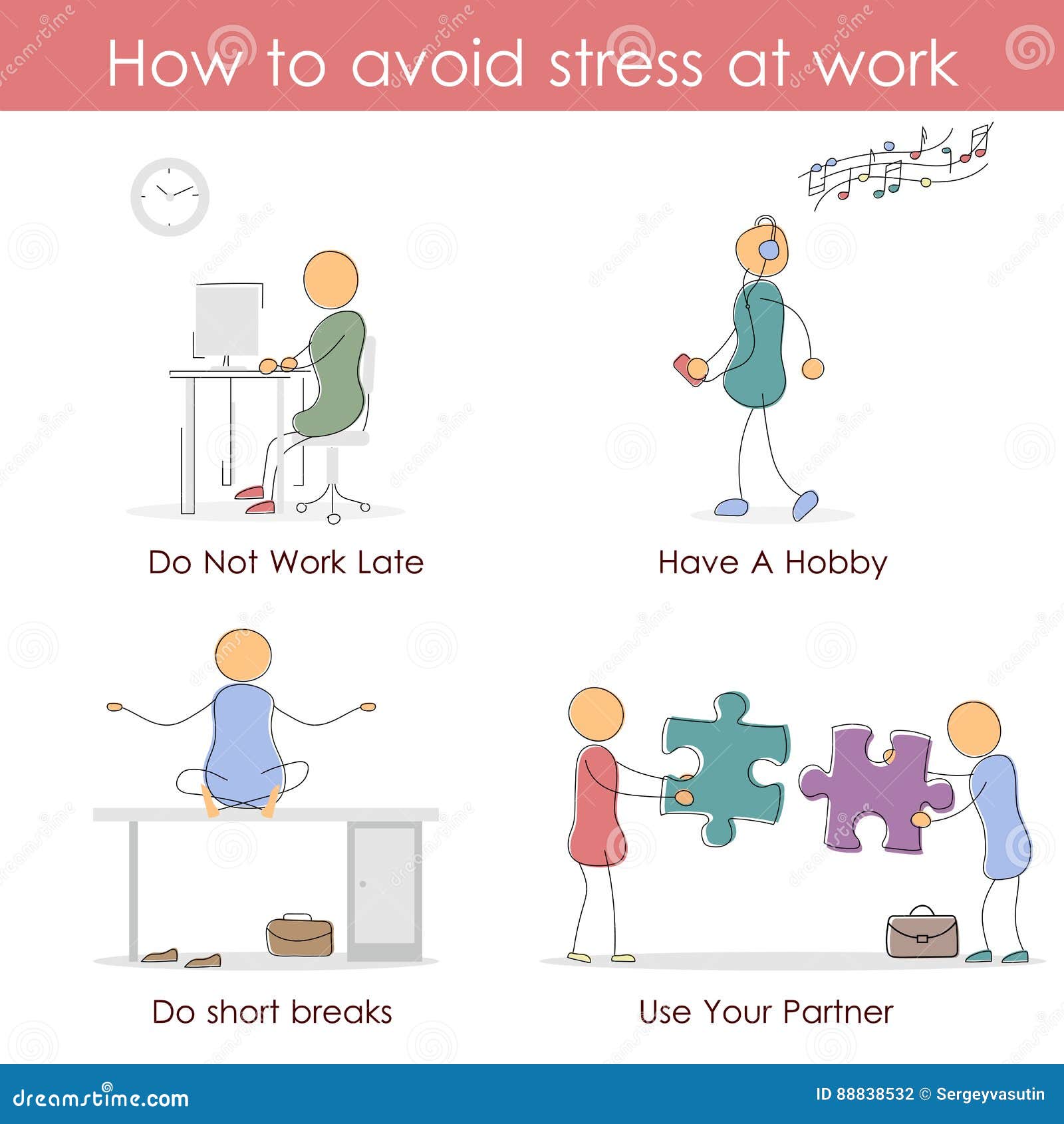 Hoe Te Om Spanning Op Het Werk Te Vermijden Vector Illustratie ...