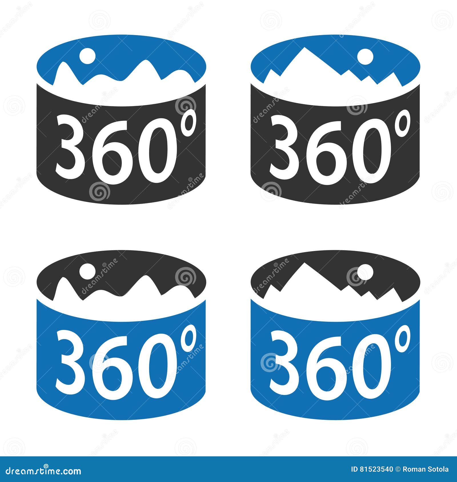 Hoek 360 Graden Van De Panoramamening Het Symbool Vector Illustratie ...