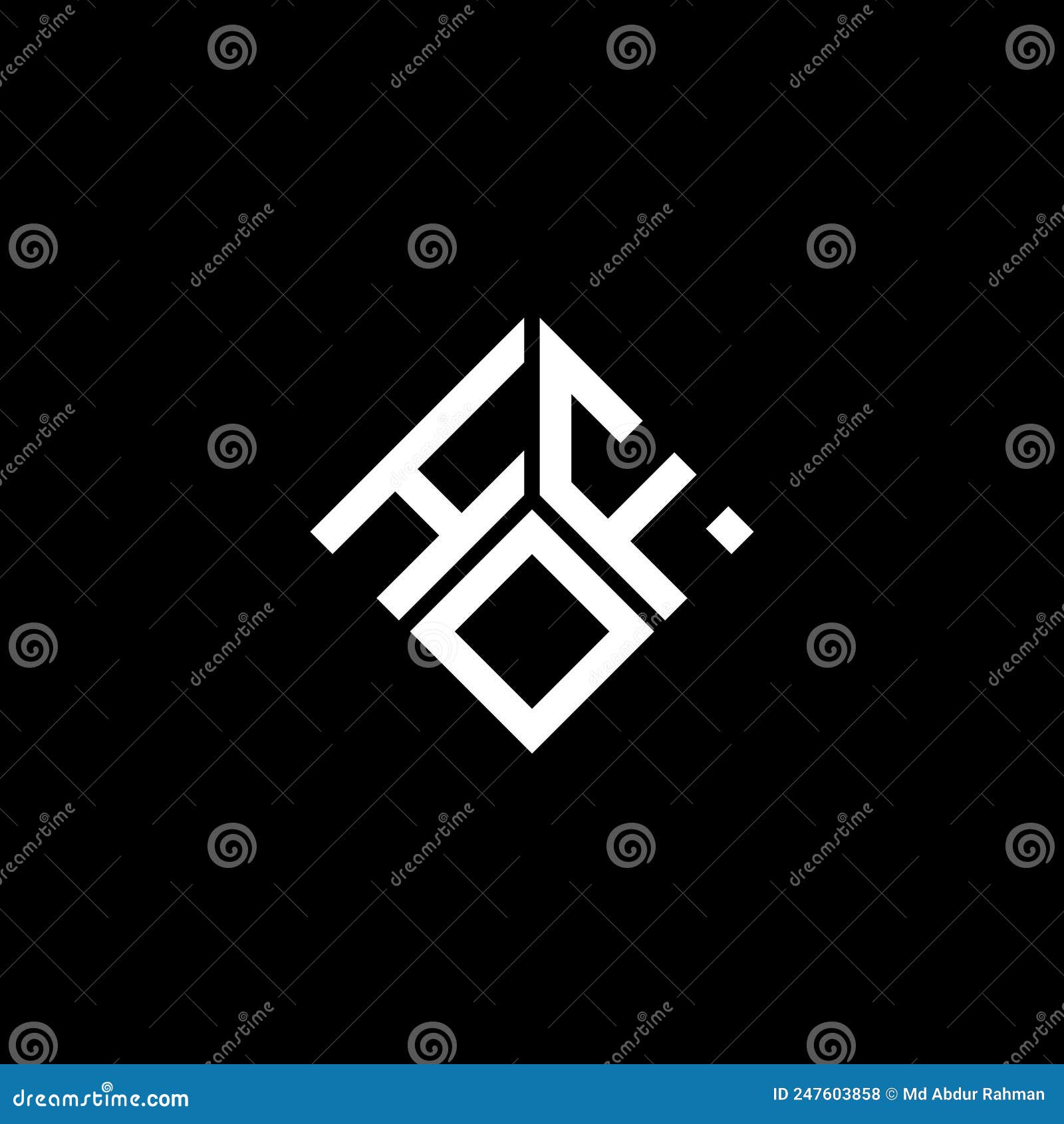 HOF Letter Logo Design on Black Background. HOF Creative Initials ...