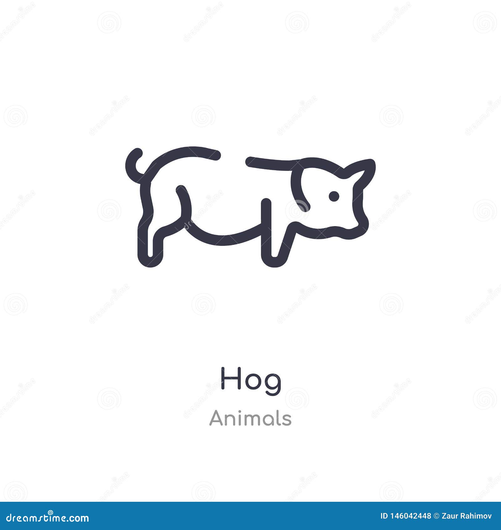 Hog Outline Icon. Isolated Line Vector Illustration from Animals ...