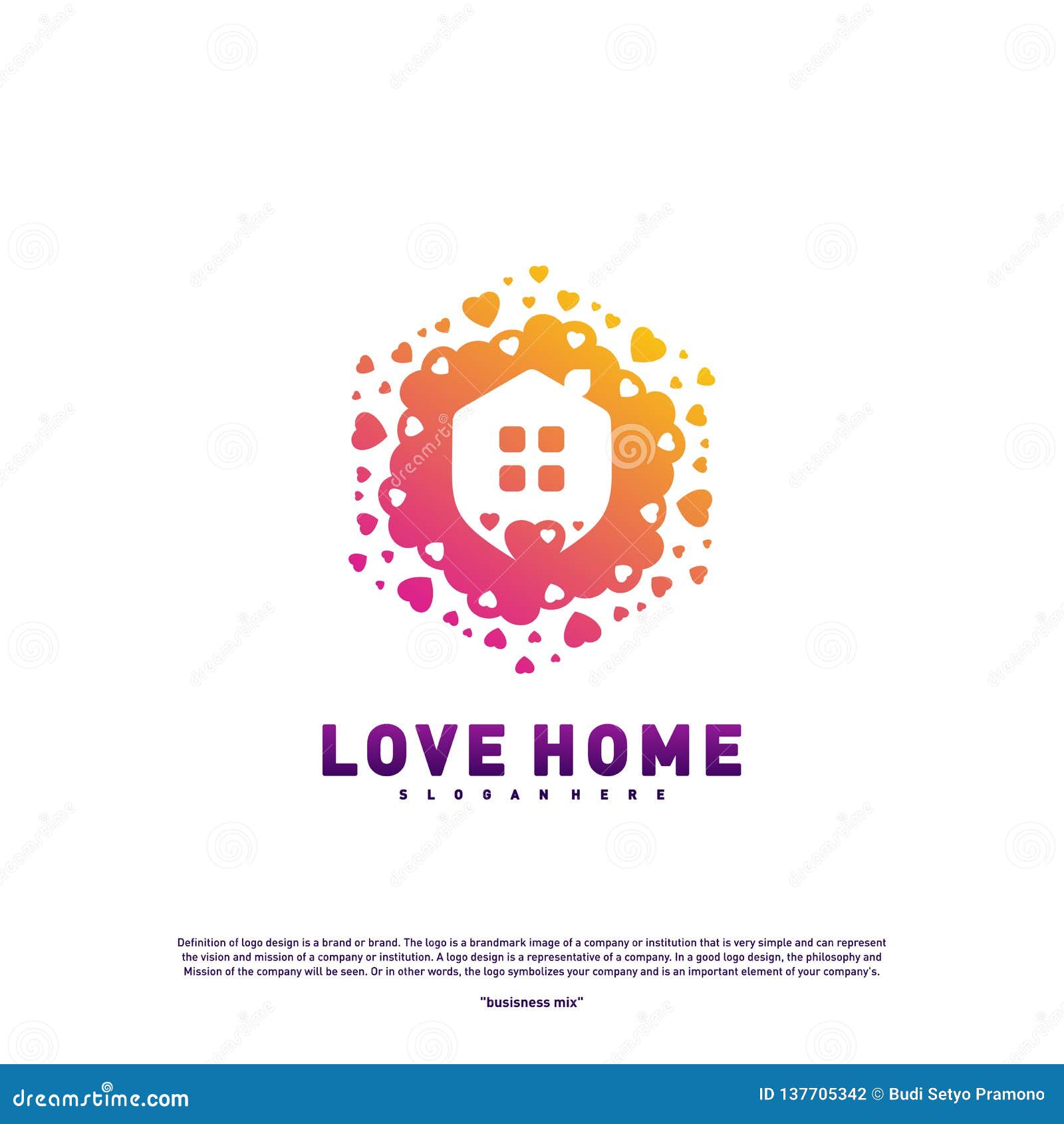 Hogar Logo Design Concept Del Amor Casa Logo Vector Template Del Amor ...