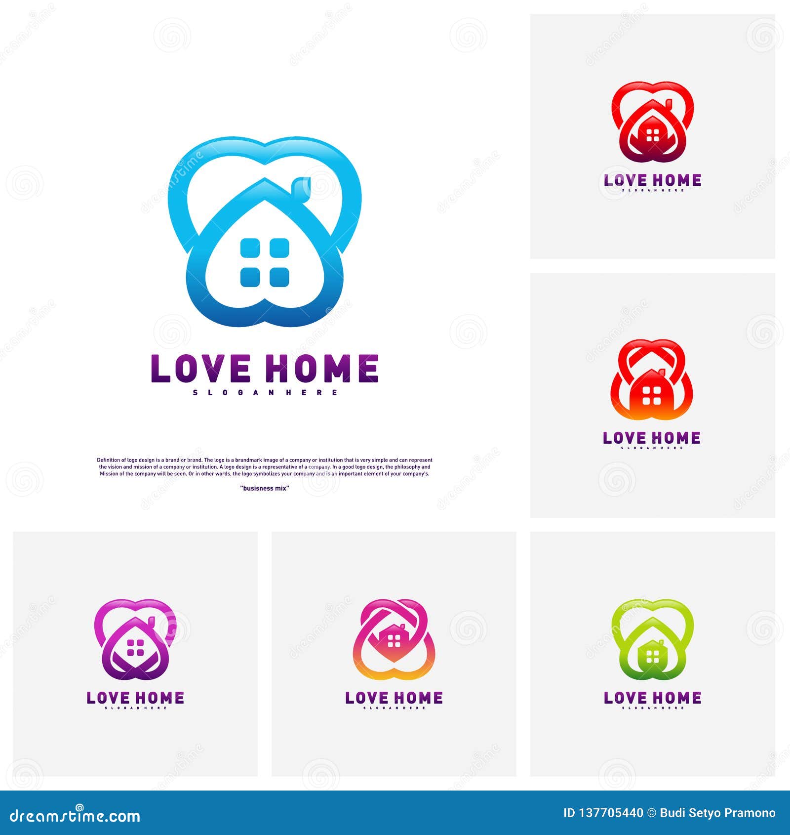 Hogar Logo Design Concept Del Amor Casa Logo Vector Template Del Amor ...