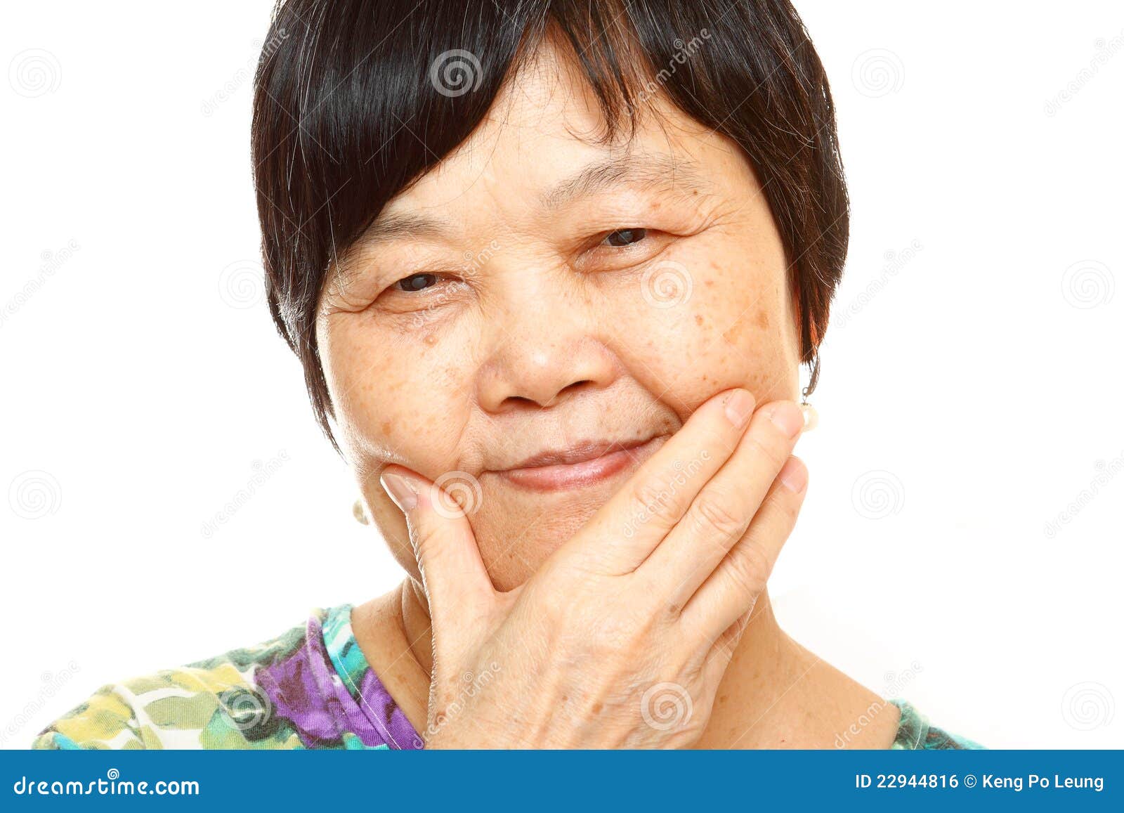 Hogere Aziaat met hand stock foto. Image of chinees, gezicht - 22944816