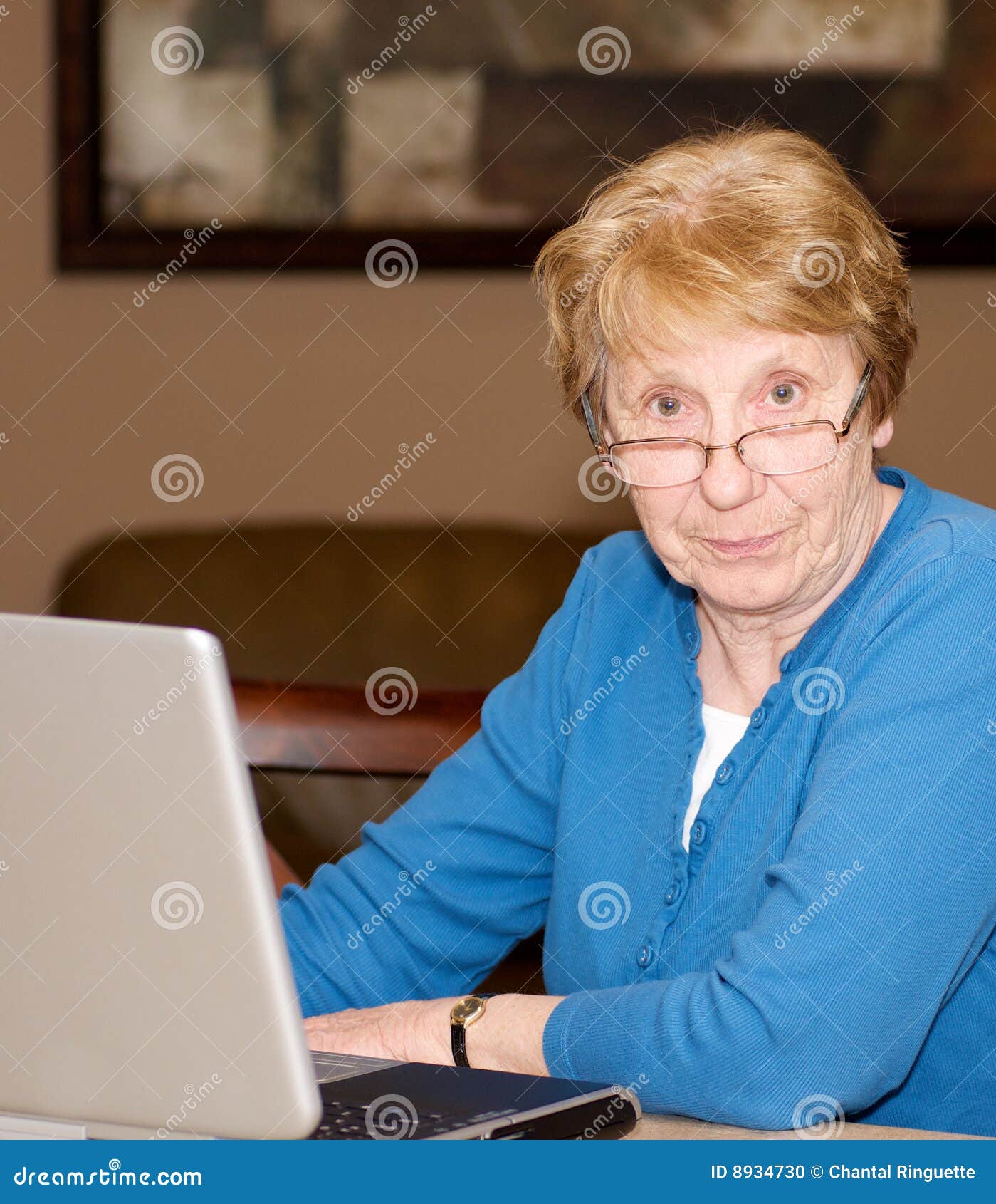 Hogere Dame Die Met Computer Wordt Gefrustreerd Stock Foto - Image of ...