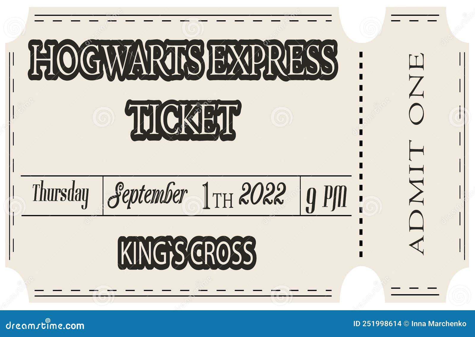 Hogwarts Express Ticket For One Way Travel. Vector Illustration ...