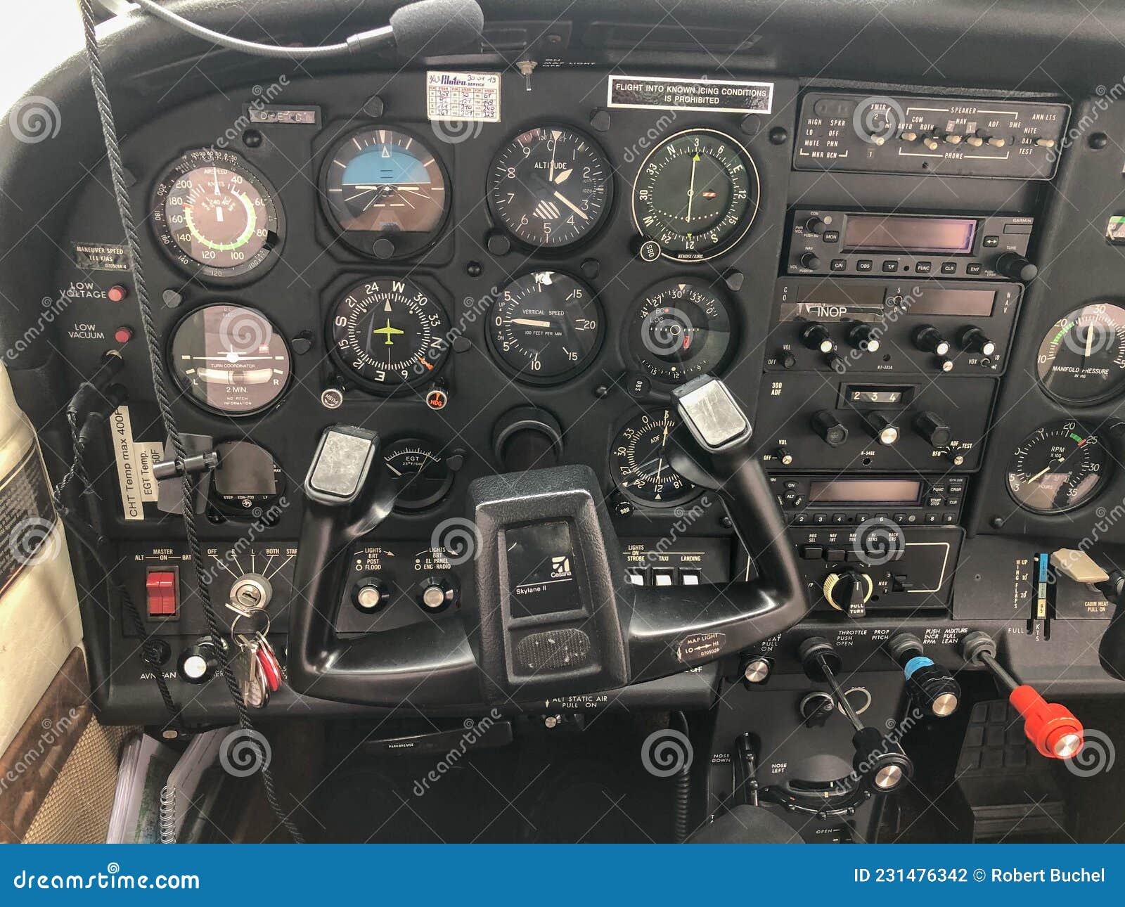 Cessna 172 Cockpit Airplane Flight Instrument Panel With Pilot ...