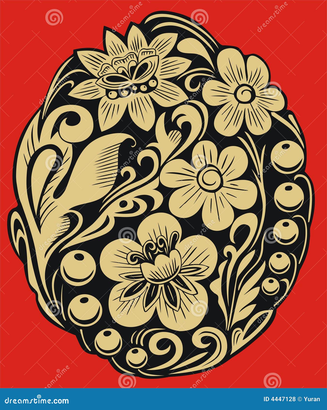 Hohloma stock vector. Illustration of khokhloma, cutting - 4447128