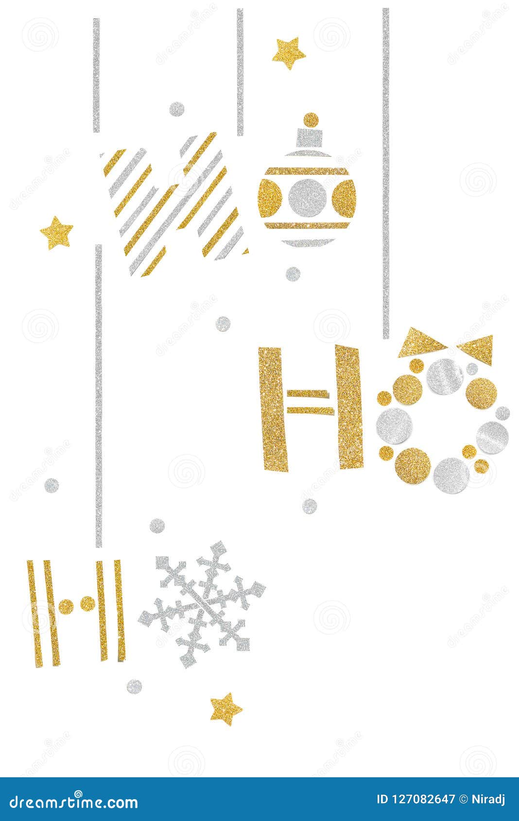 Hohoho Glitter Text Paper Cut on White Background Stock Illustration ...