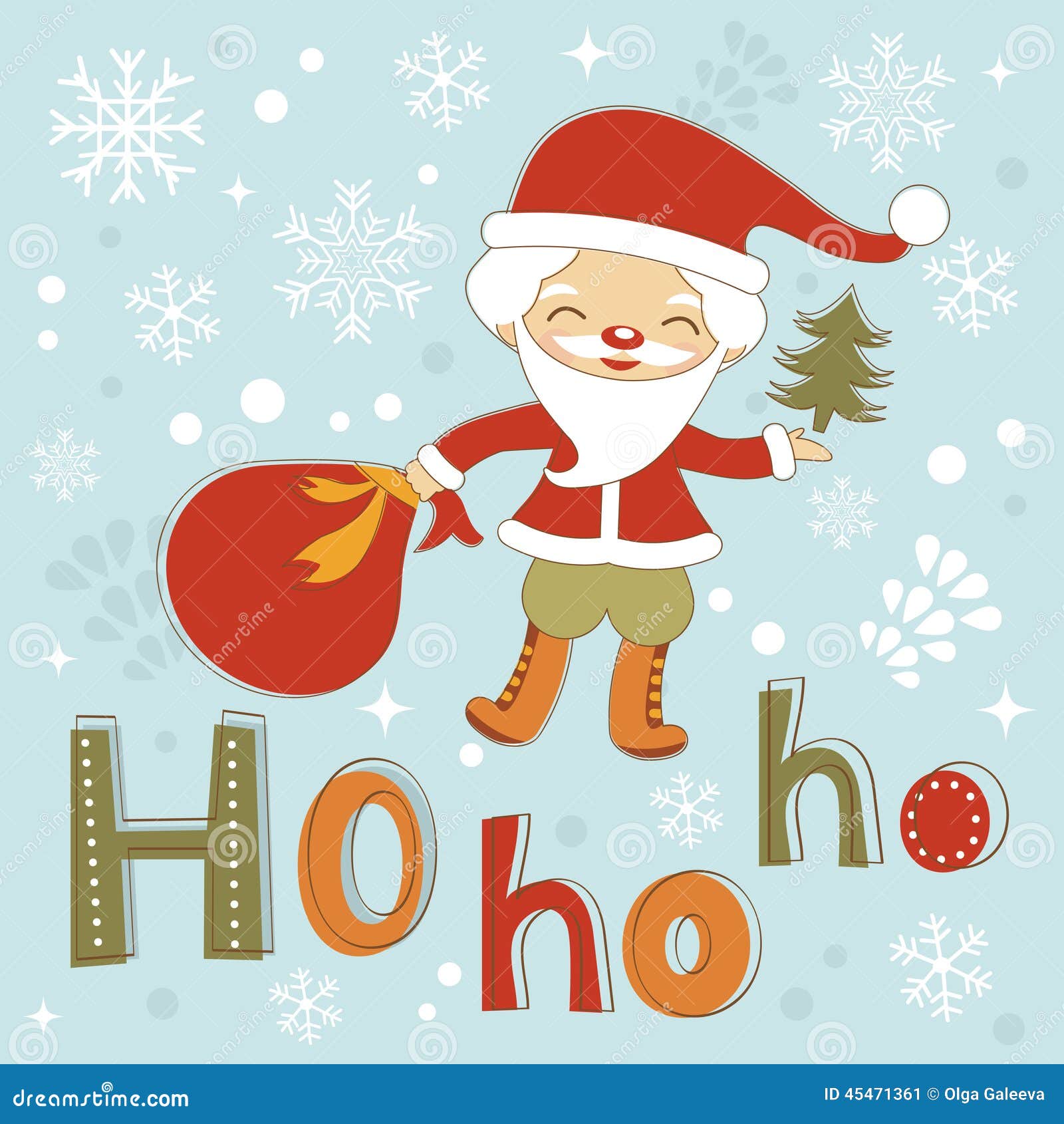 Hohoho Santa Cute Christmas Card Stock Vector - Illustration of child ...