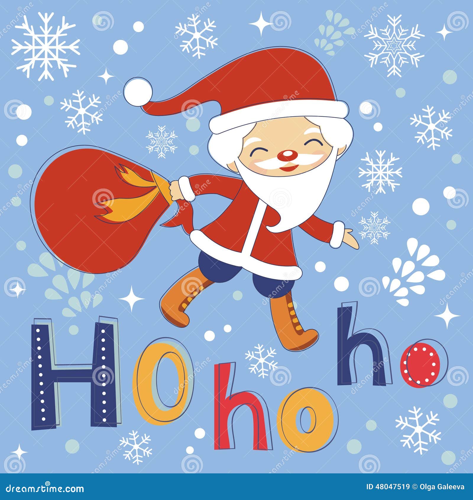 Hohoho Santa Cute Christmas Card Stock Vector - Illustration of ...