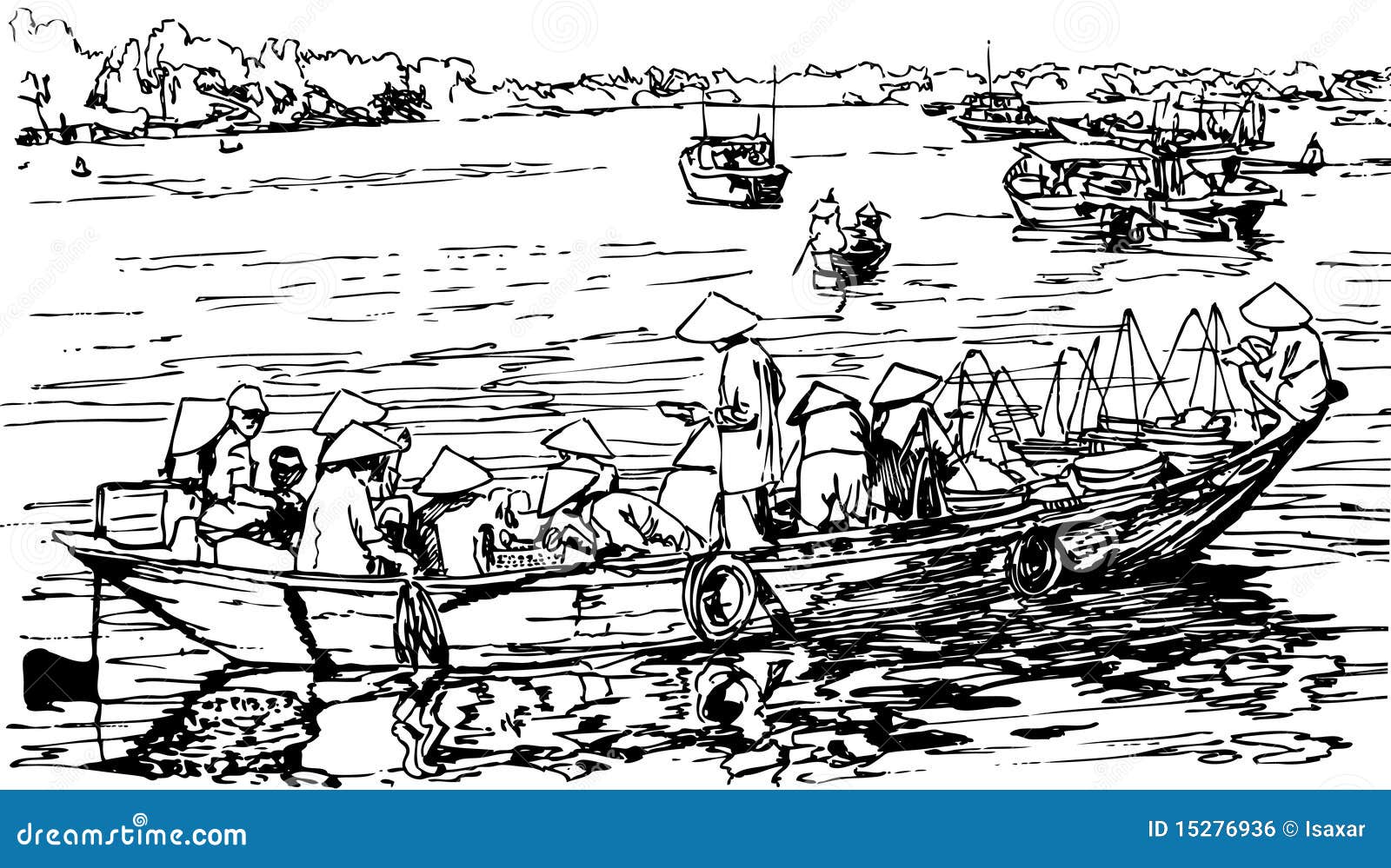 Hoi an harbour in Vietnam stock vector. Illustration of asia - 15276936