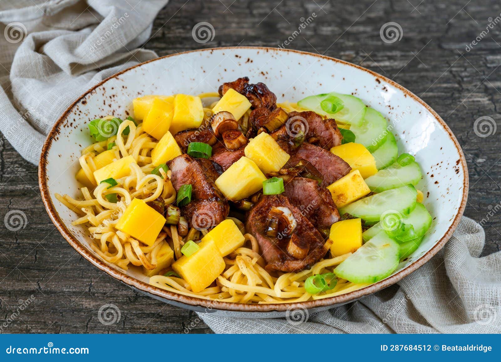 Hoisin duck with mango stock photo. Image of crispy - 287684512