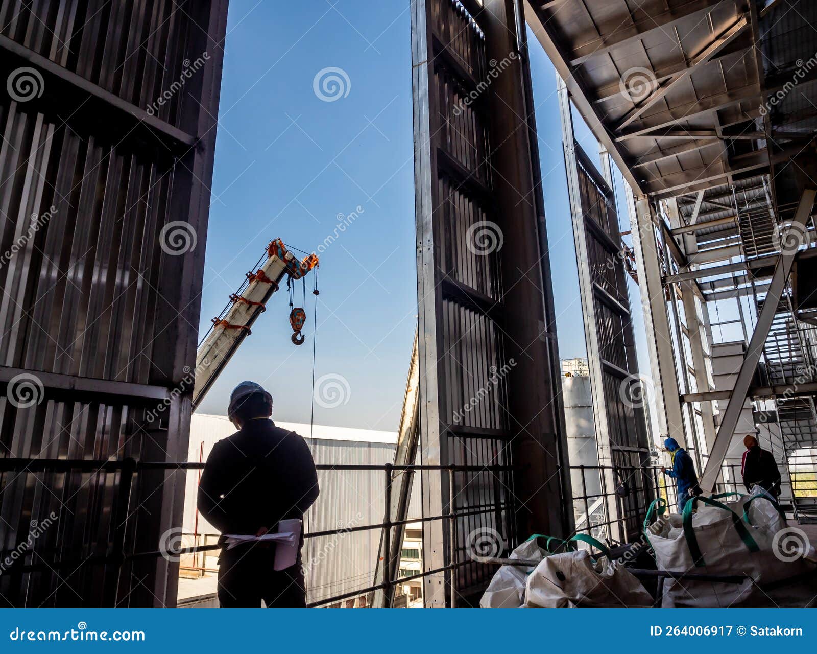 Hoist of Crane at the Window of Industrial Plant Stock Image - Image of ...