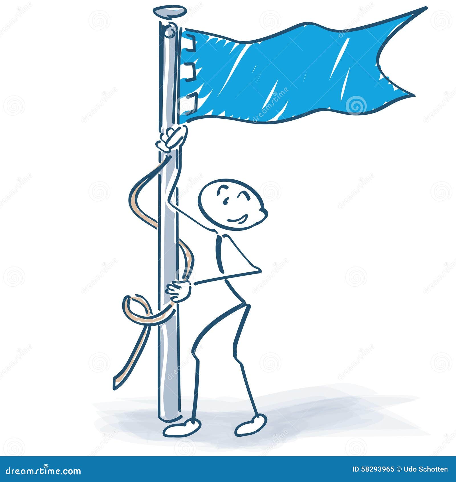 Hoist The Flag Stick Figure Cartoon Vector | CartoonDealer.com #58293965