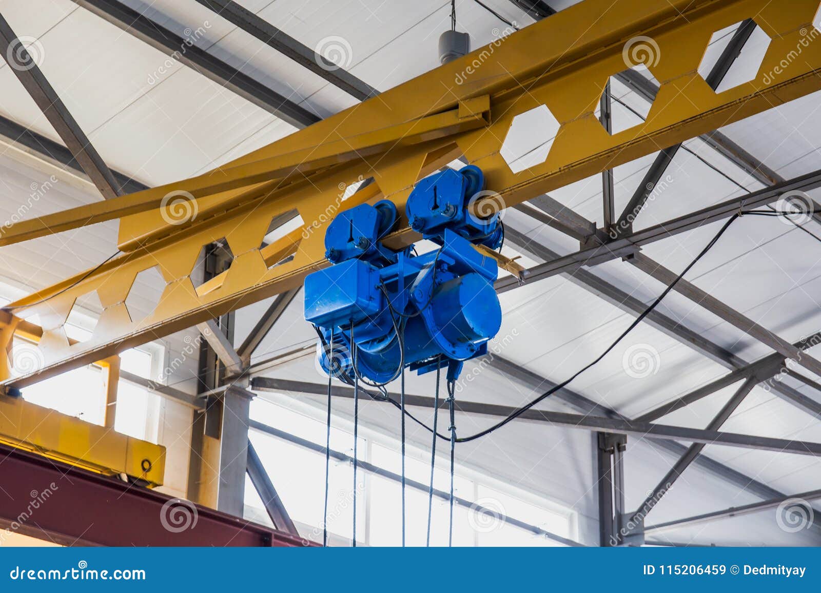 Hoist of Industrial Crane in Factory Workshop Stock Image - Image of ...
