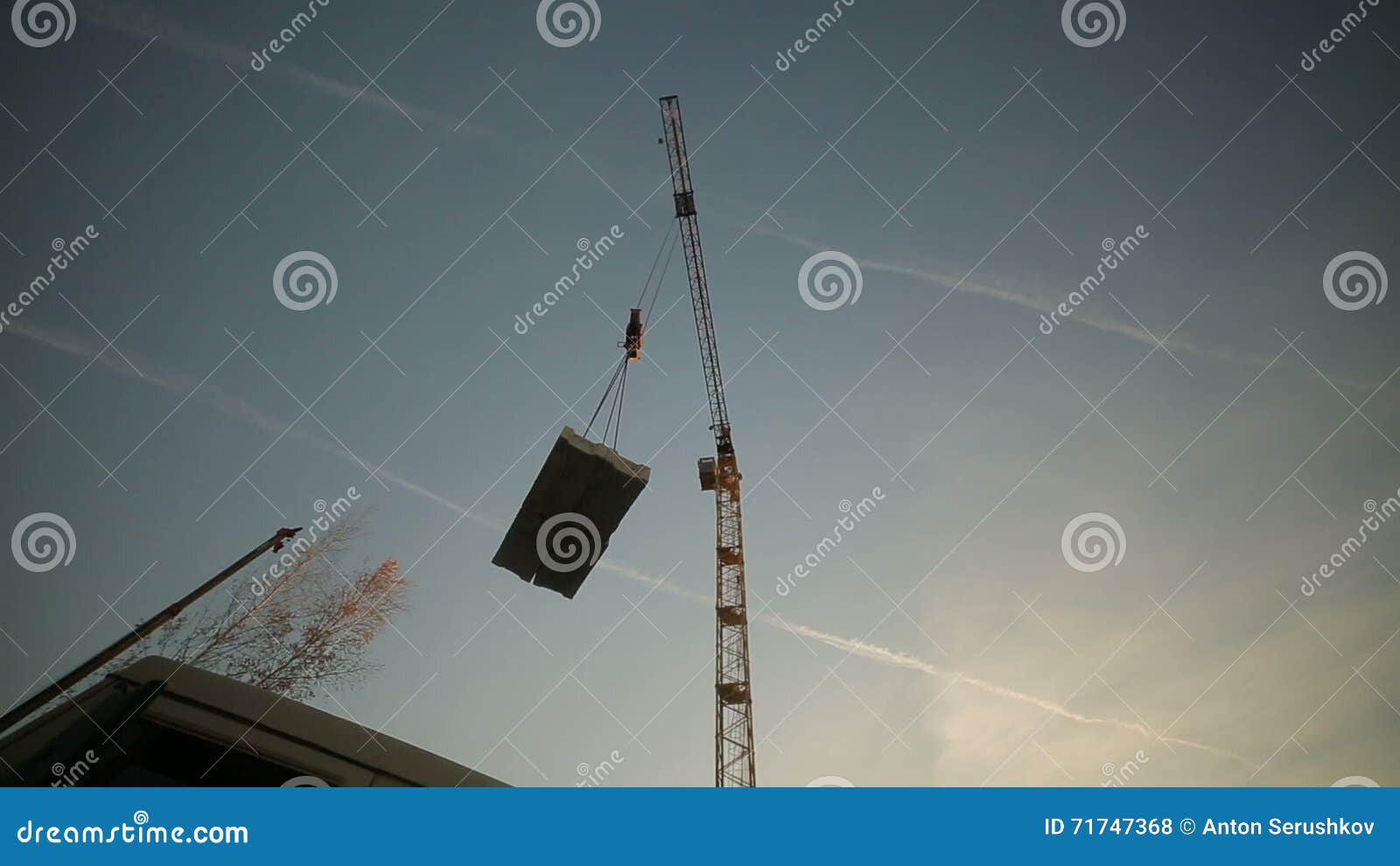 Hoisting a Concrete Slab with Crane Using Metal Slings Stock Footage ...