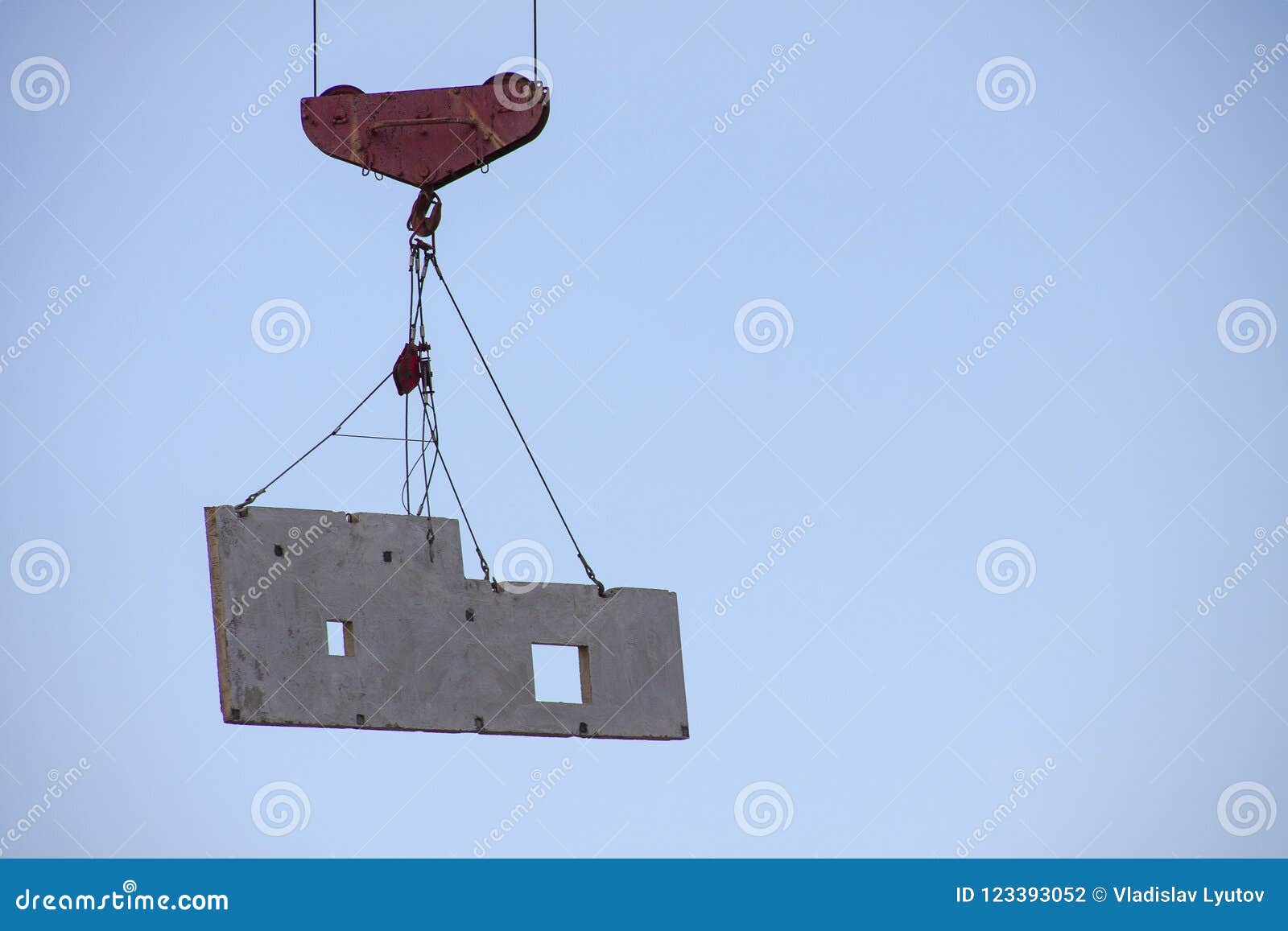 Hoisting Construction Works with Tower Crane Stock Photo - Image of ...