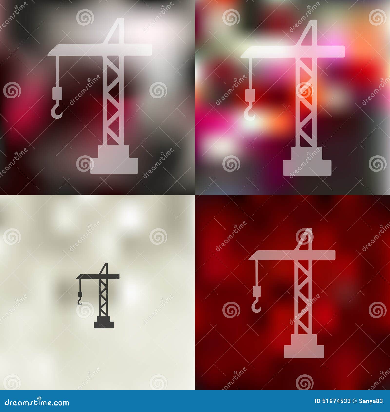 Hoisting Crane Icon on Blurred Background Stock Vector - Illustration ...