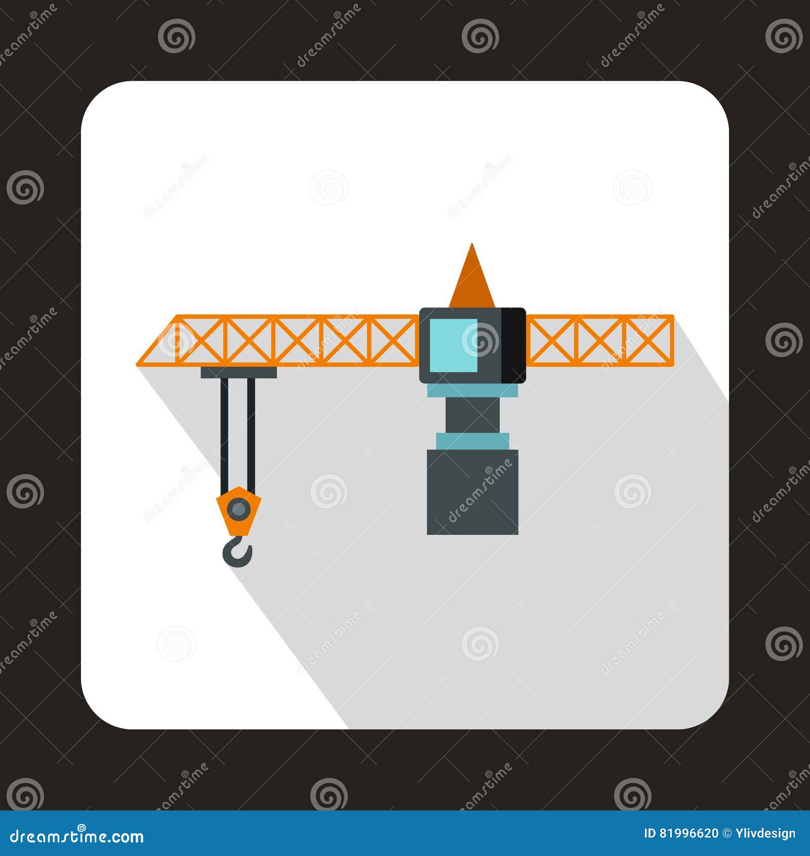 Hoisting Crane Icon, Flat Style Stock Vector - Illustration of elevator ...