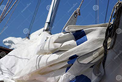 Hoisting the main sail stock photo. Image of mast, ocean - 791194