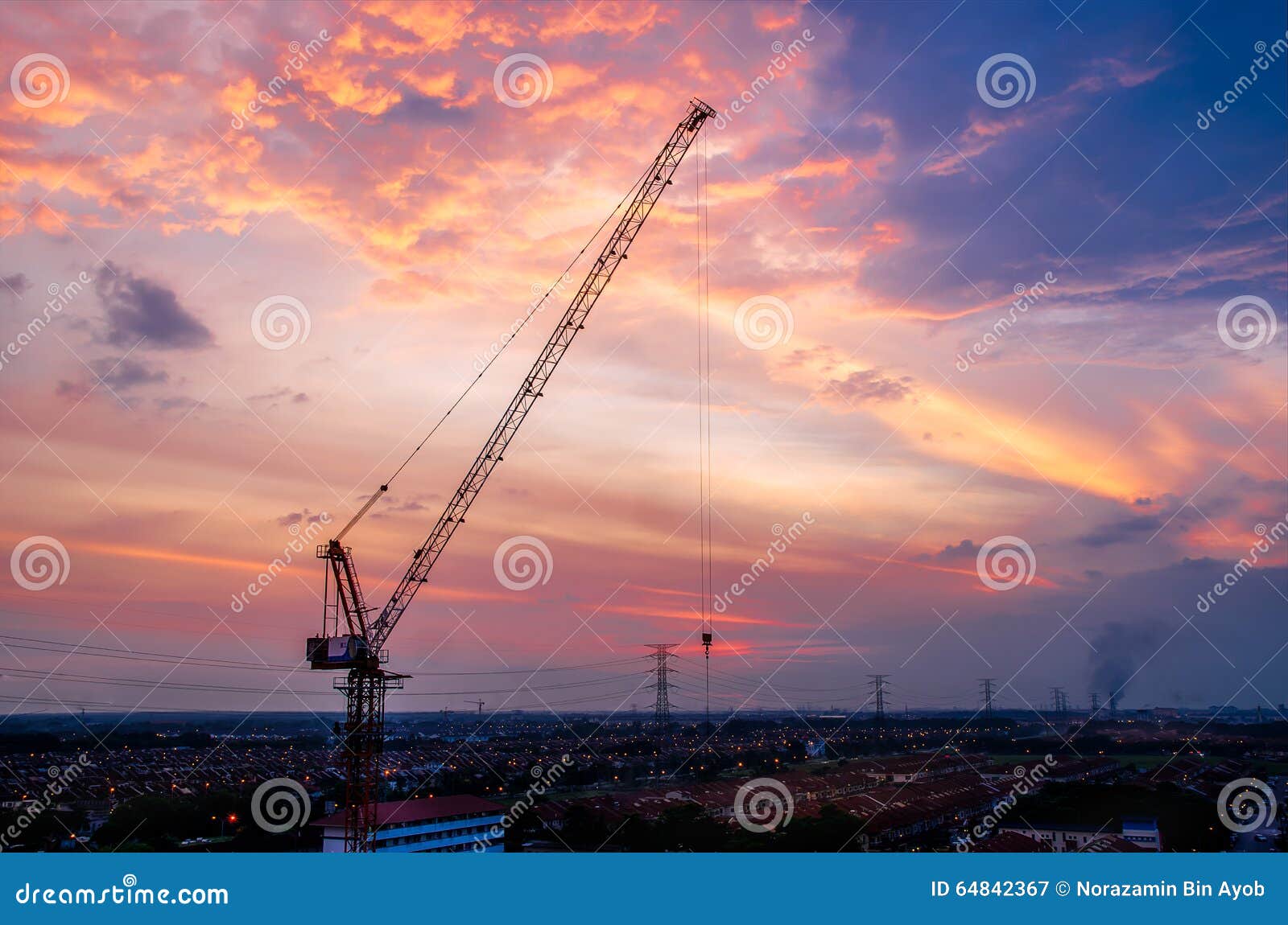 Hoisting Tower Crane with Sunset Cloud Background Stock Image - Image ...