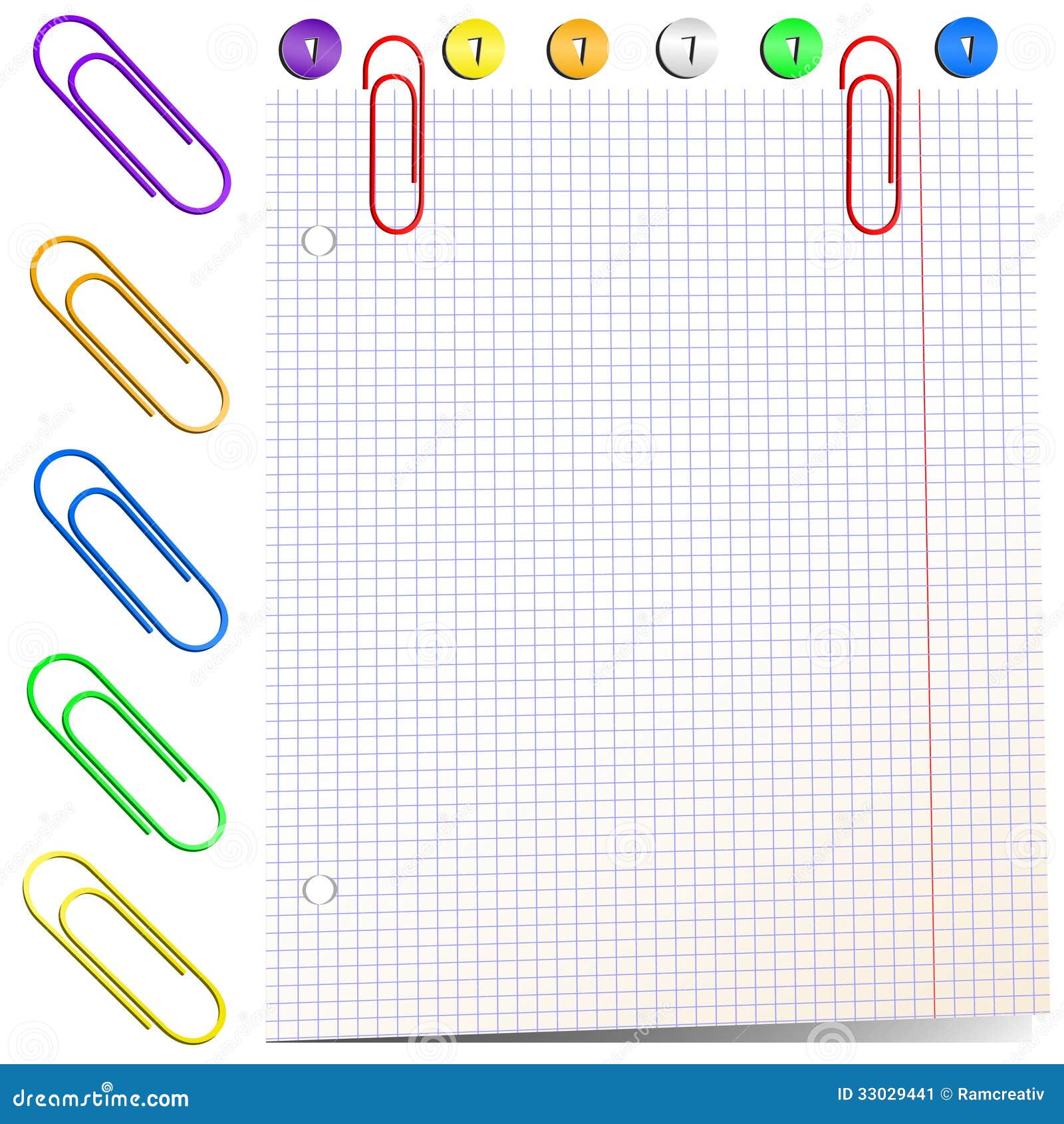Hoja De Papel Con Los Clips De Papel Stock de ilustración - Ilustración ...