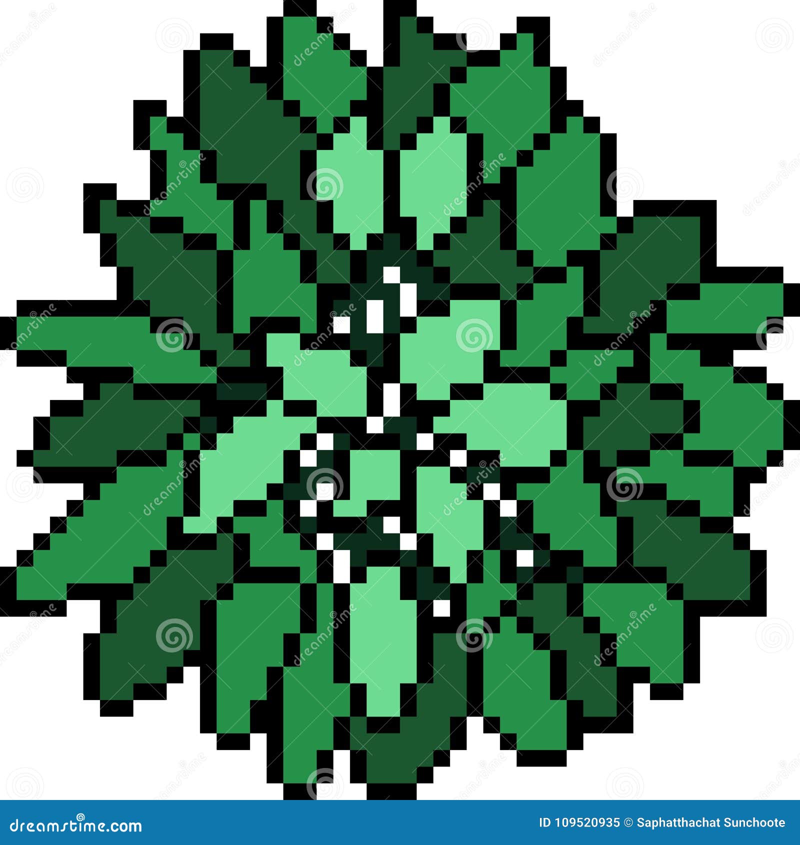 Hoja Del Arbusto Del Arte Del Pixel Del Vector Ilustración del Vector ...