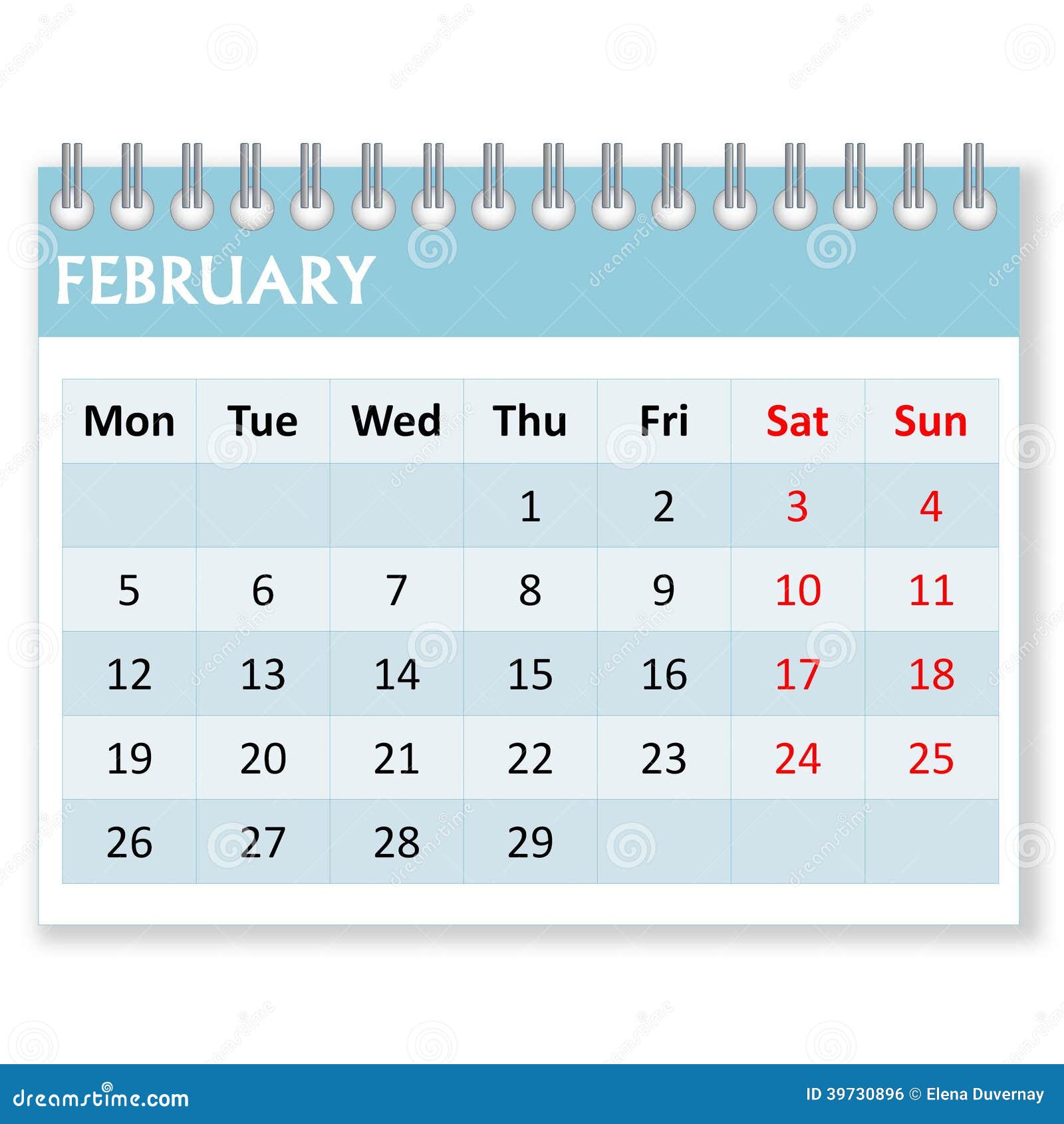 Hoja Del Calendario Para Febrero Stock de ilustración - Ilustración de ...