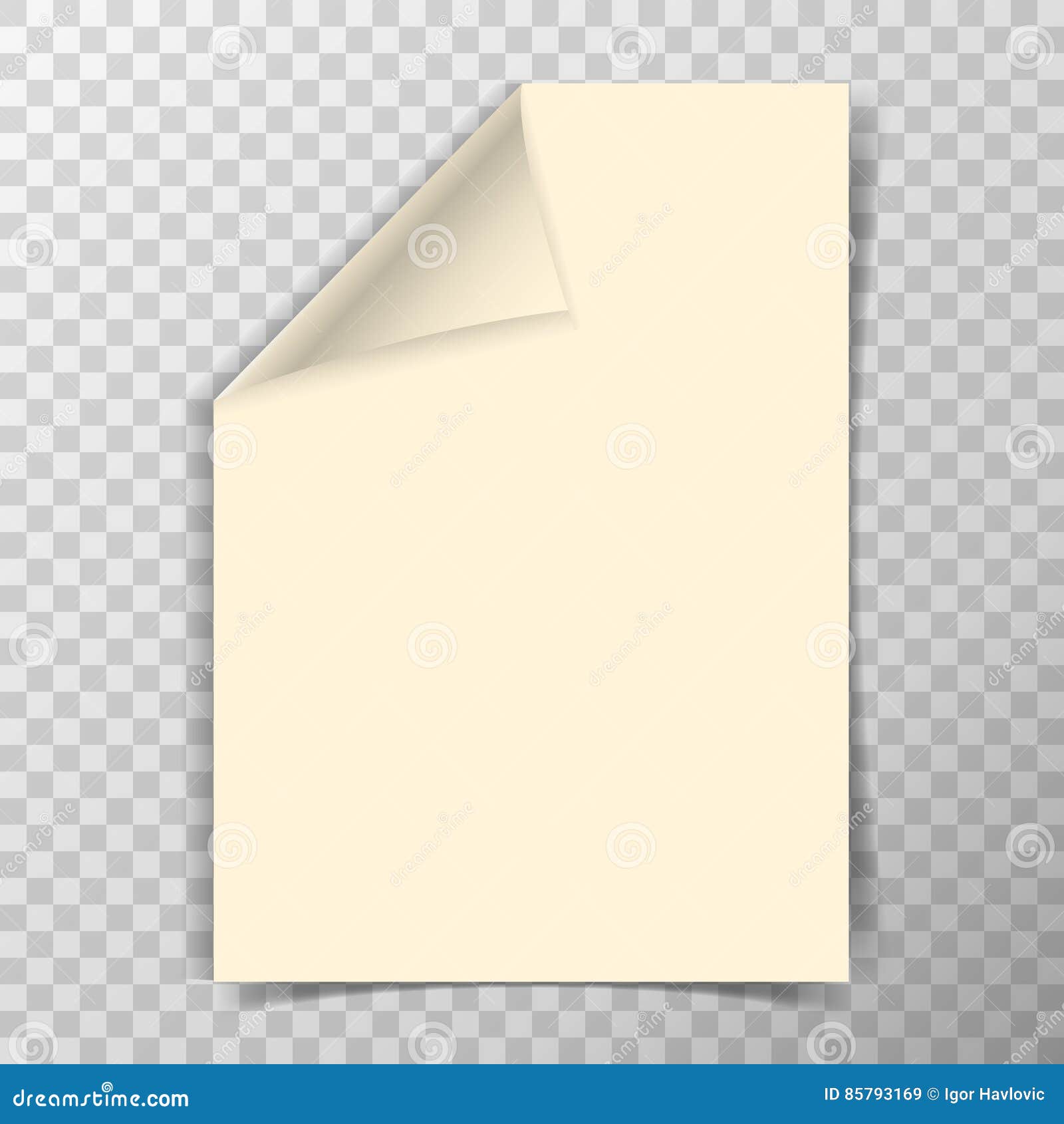 Hoja Doblada Del Papel A4 En Fondo Transparente Ilustración del Vector ...