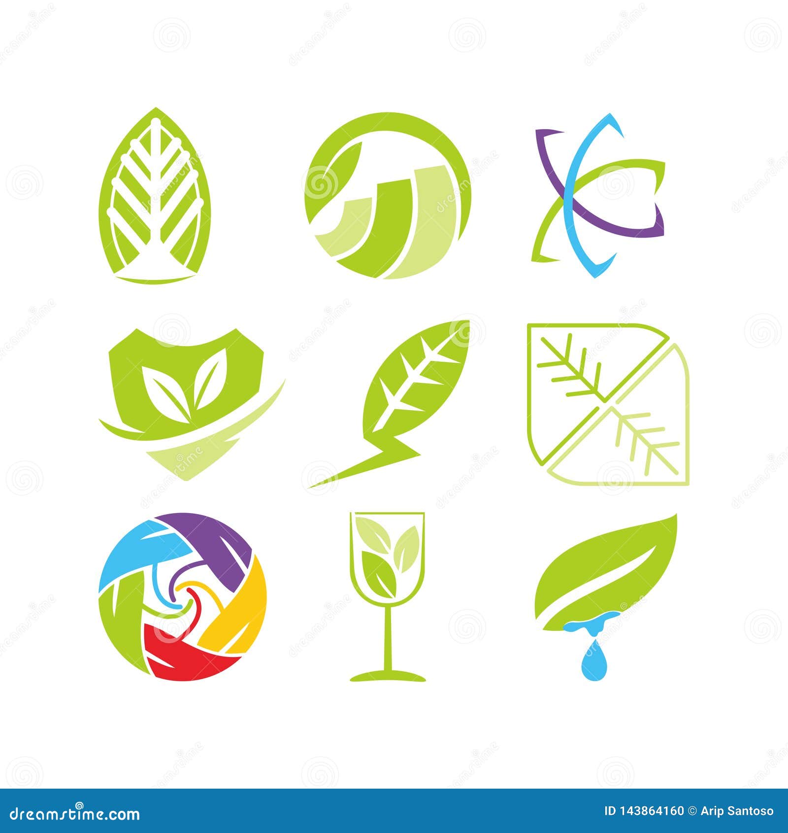 Hoja Logo Design Vector Template Set Ilustración del Vector ...