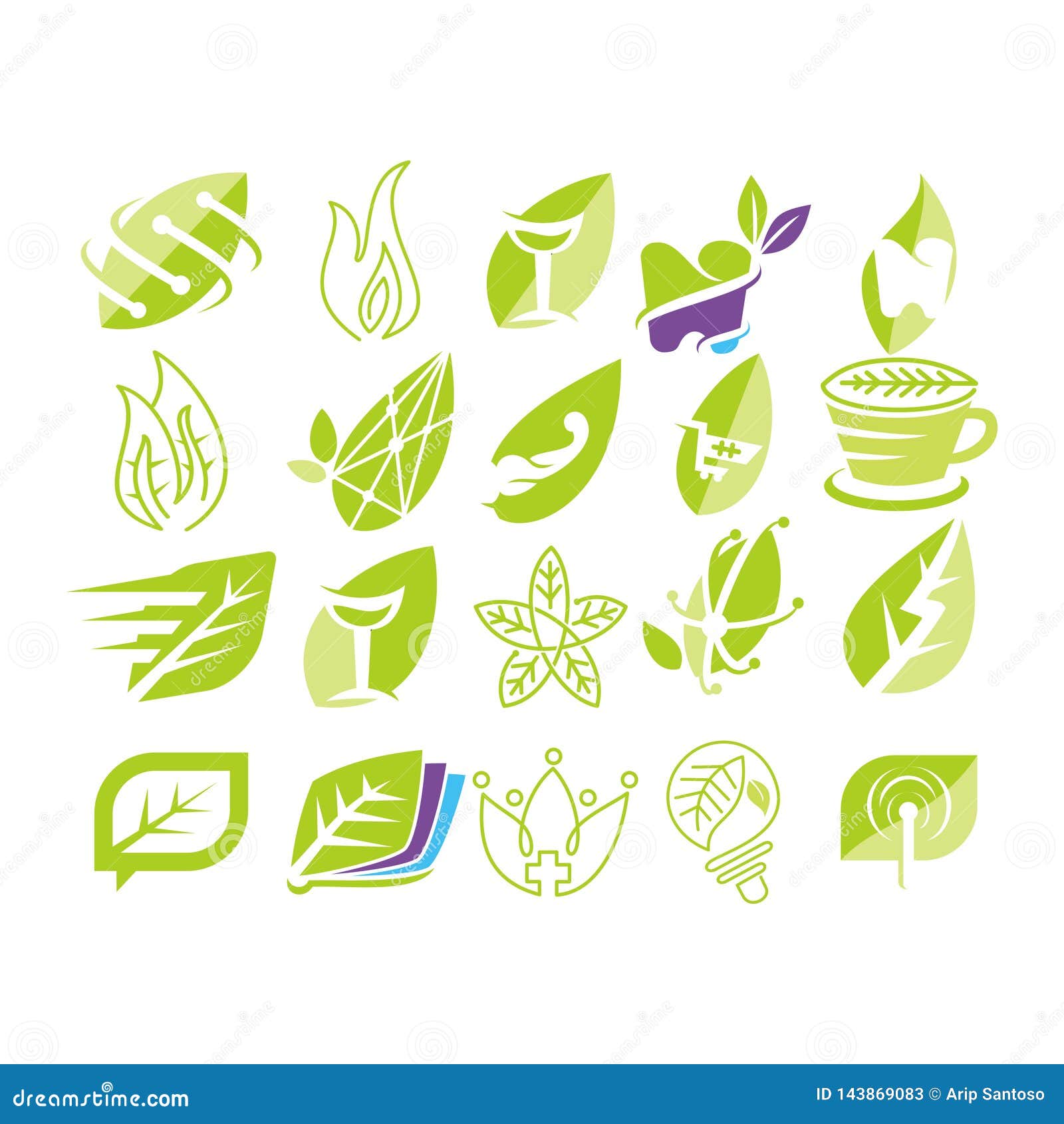 Hoja Logo Design Vector Template Set Ilustración del Vector ...