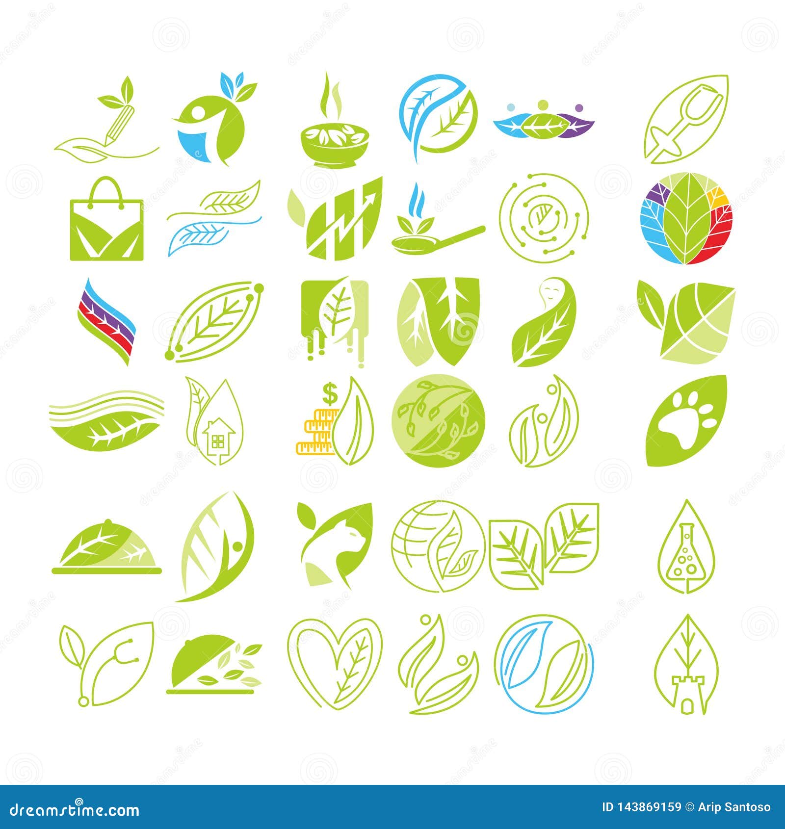 Hoja Logo Design Vector Template Set Ilustración del Vector ...