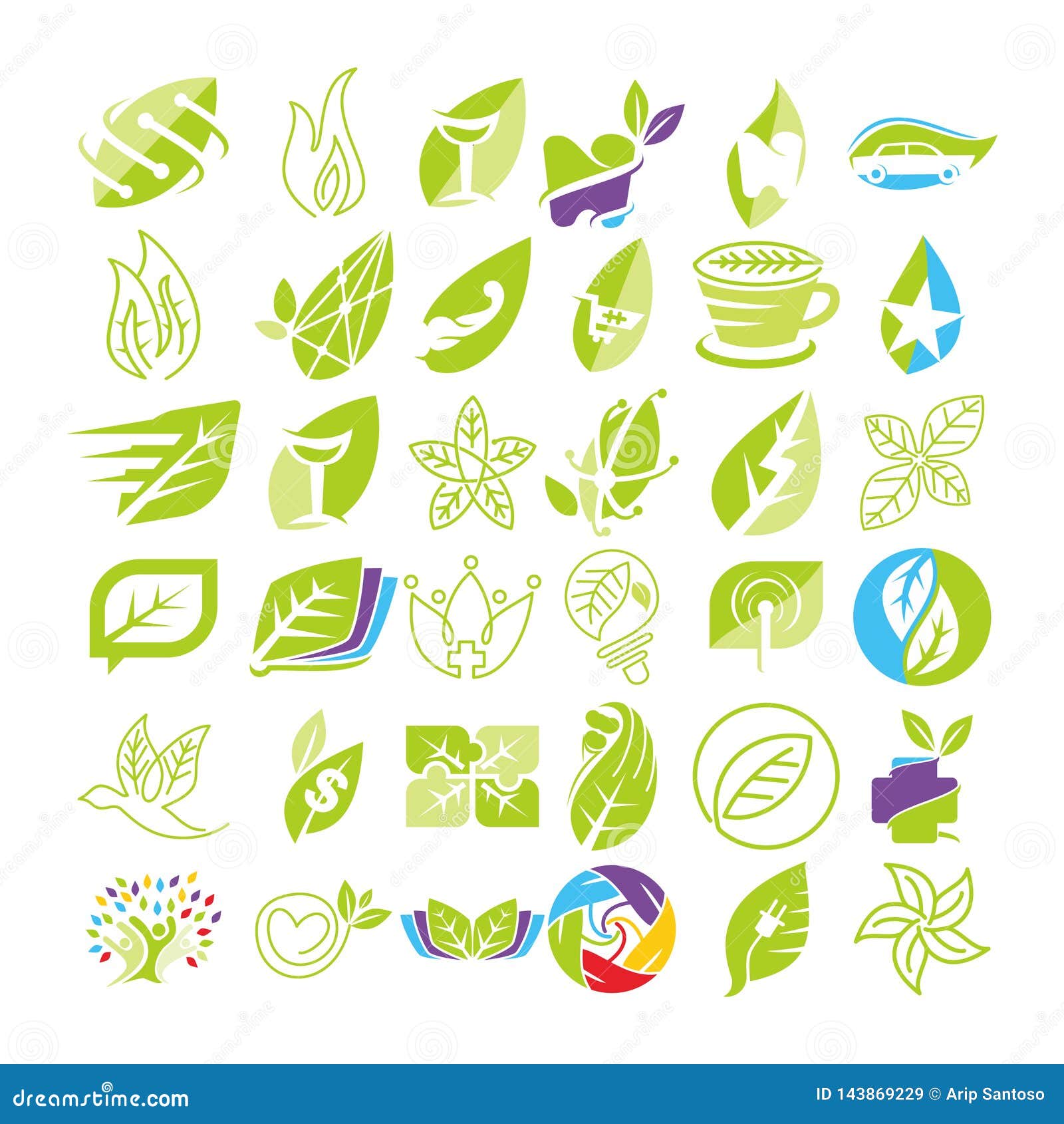 Hoja Logo Design Vector Template Set Ilustración del Vector ...