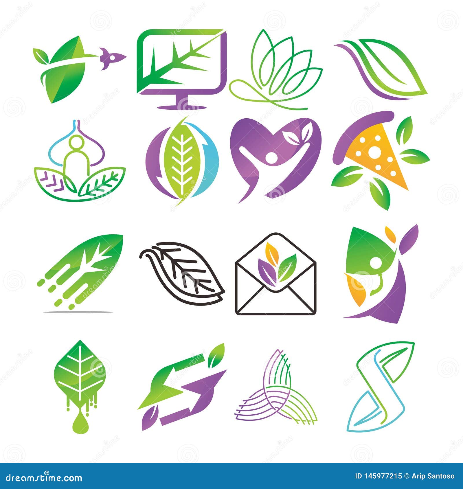 Hoja Logo Design Vector Template Set Ilustración del Vector ...