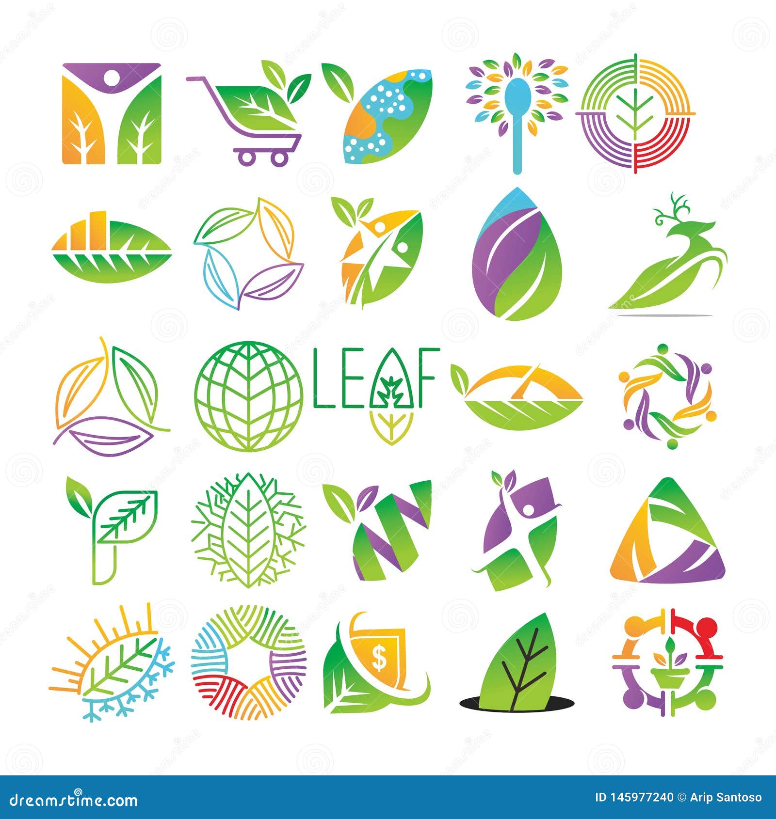 Hoja Logo Design Vector Template Set Ilustración del Vector ...