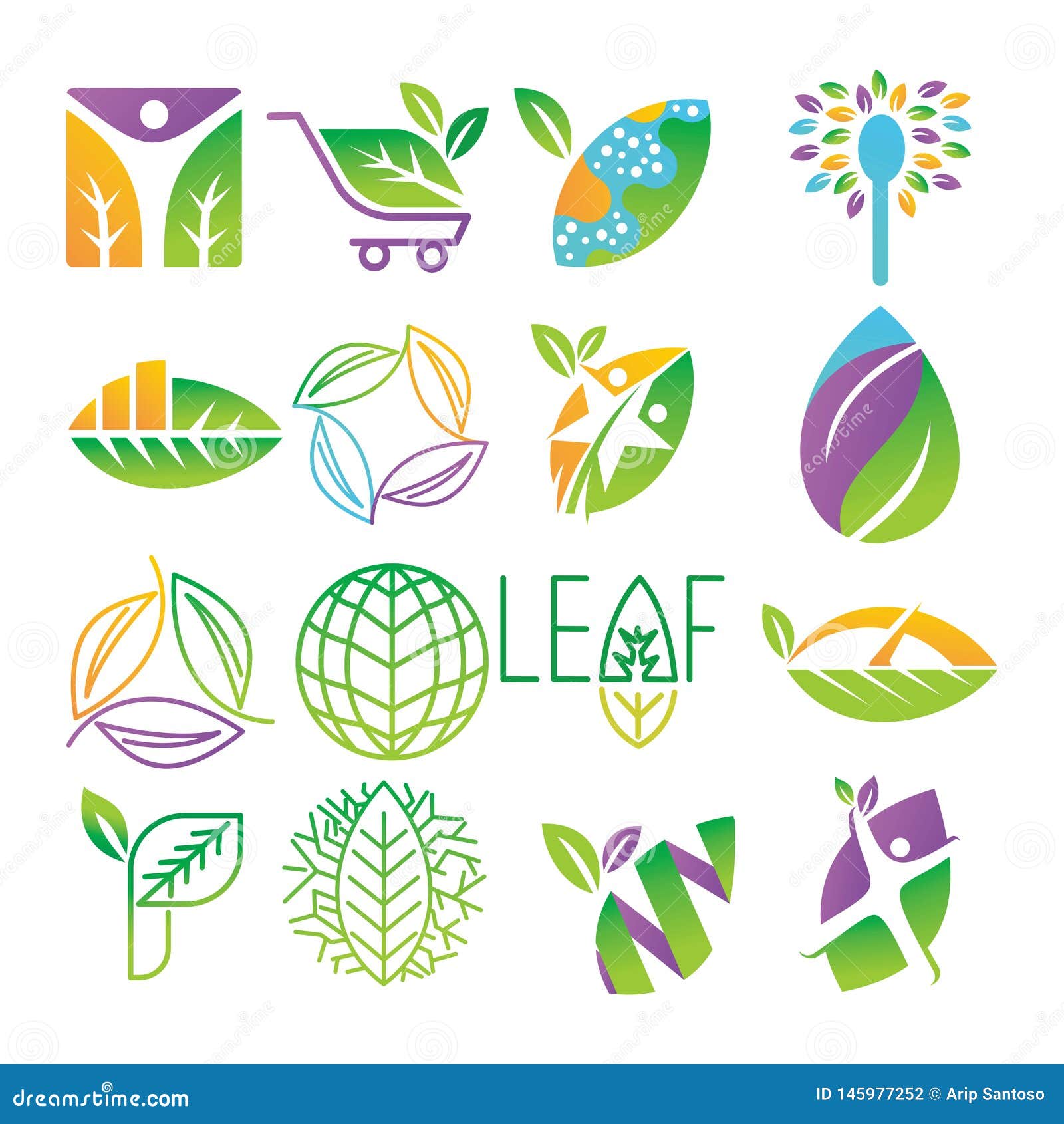 Hoja Logo Design Vector Template Set Ilustración del Vector ...