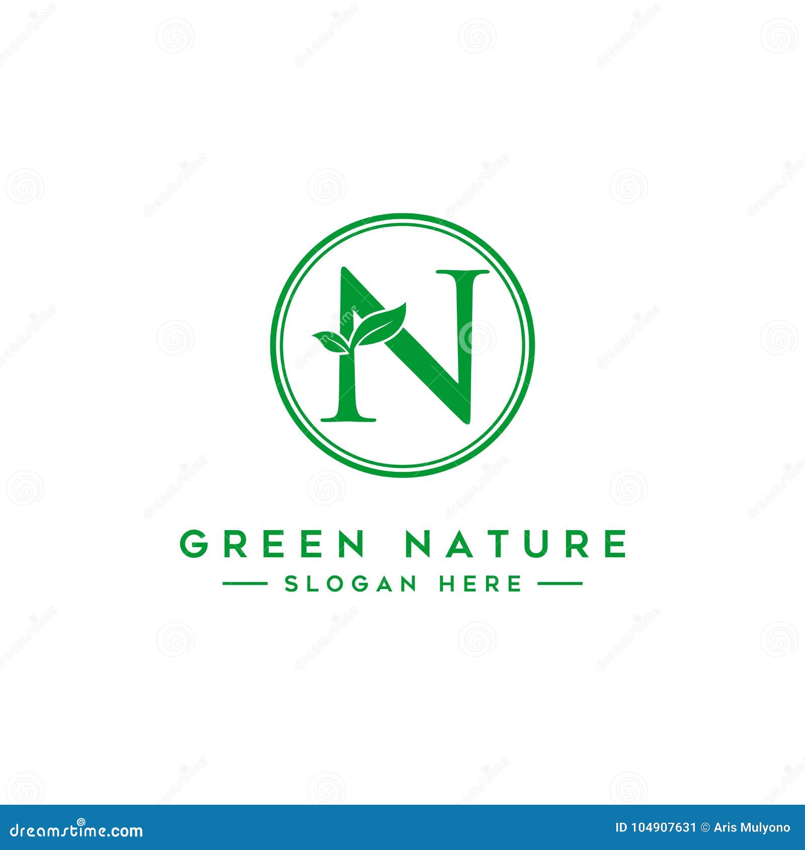 Hoja Logo Natural Logos De La Letra N Stock de ilustración ...