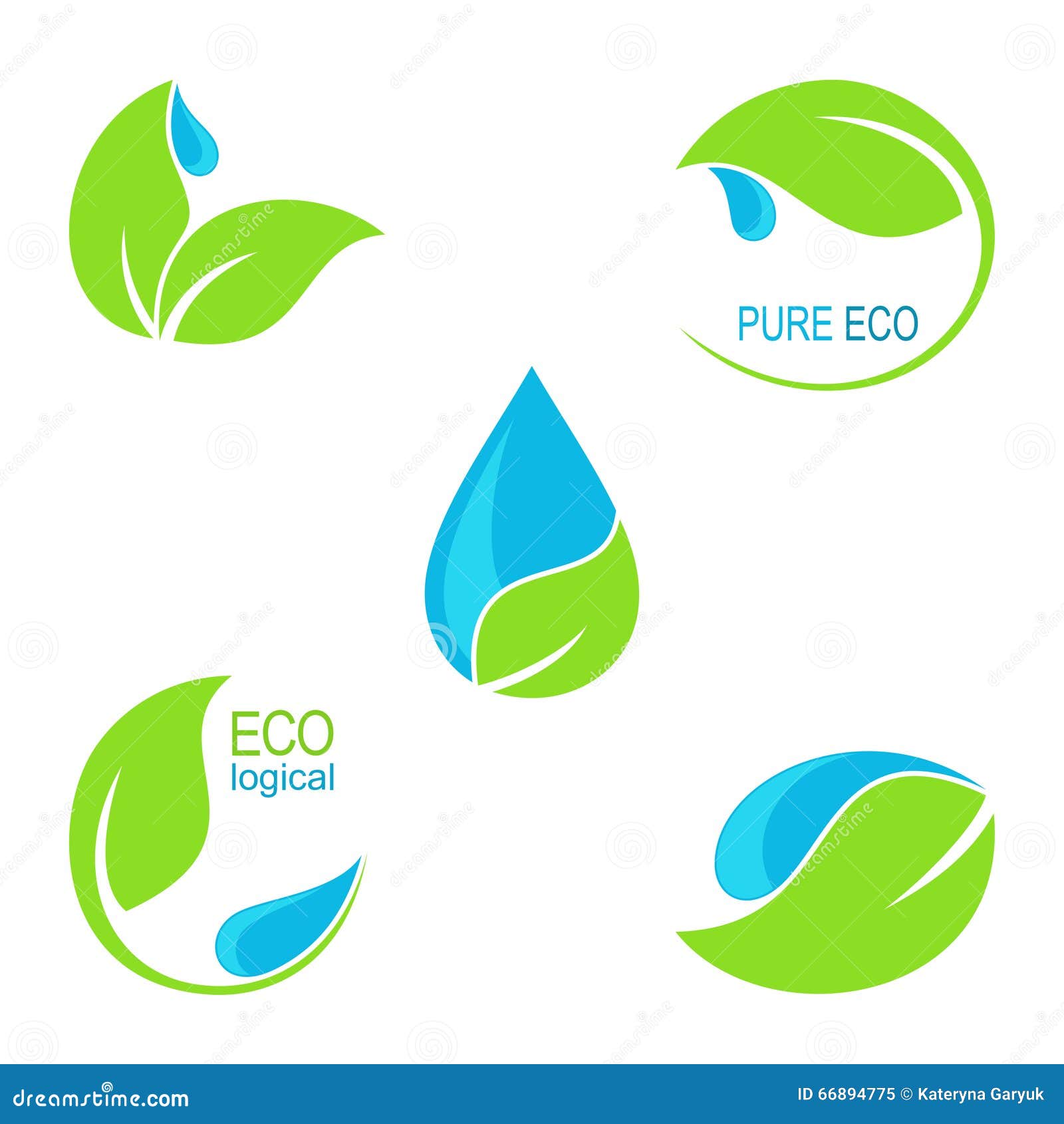 Hojas Del Verde E Iconos De Las Gotitas De Agua Ilustración del Vector ...