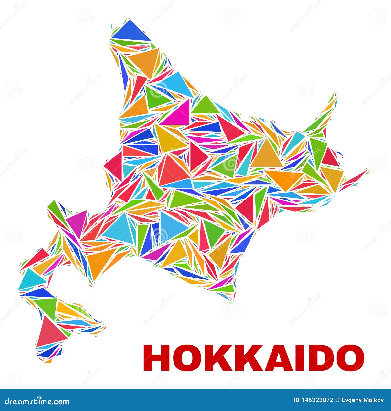 Hokkaido Map - Mosaic of Color Triangles Stock Vector - Illustration of ...