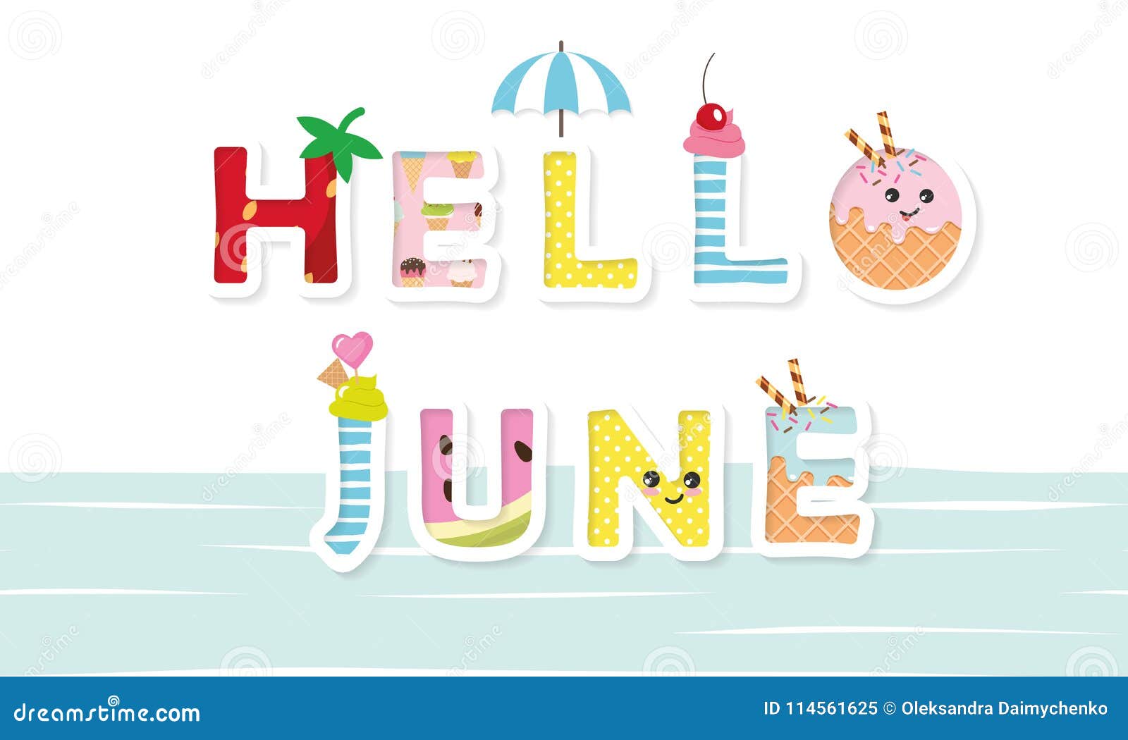 Hola Cartel De Junio Letras De La Historieta Ilustración del Vector ...