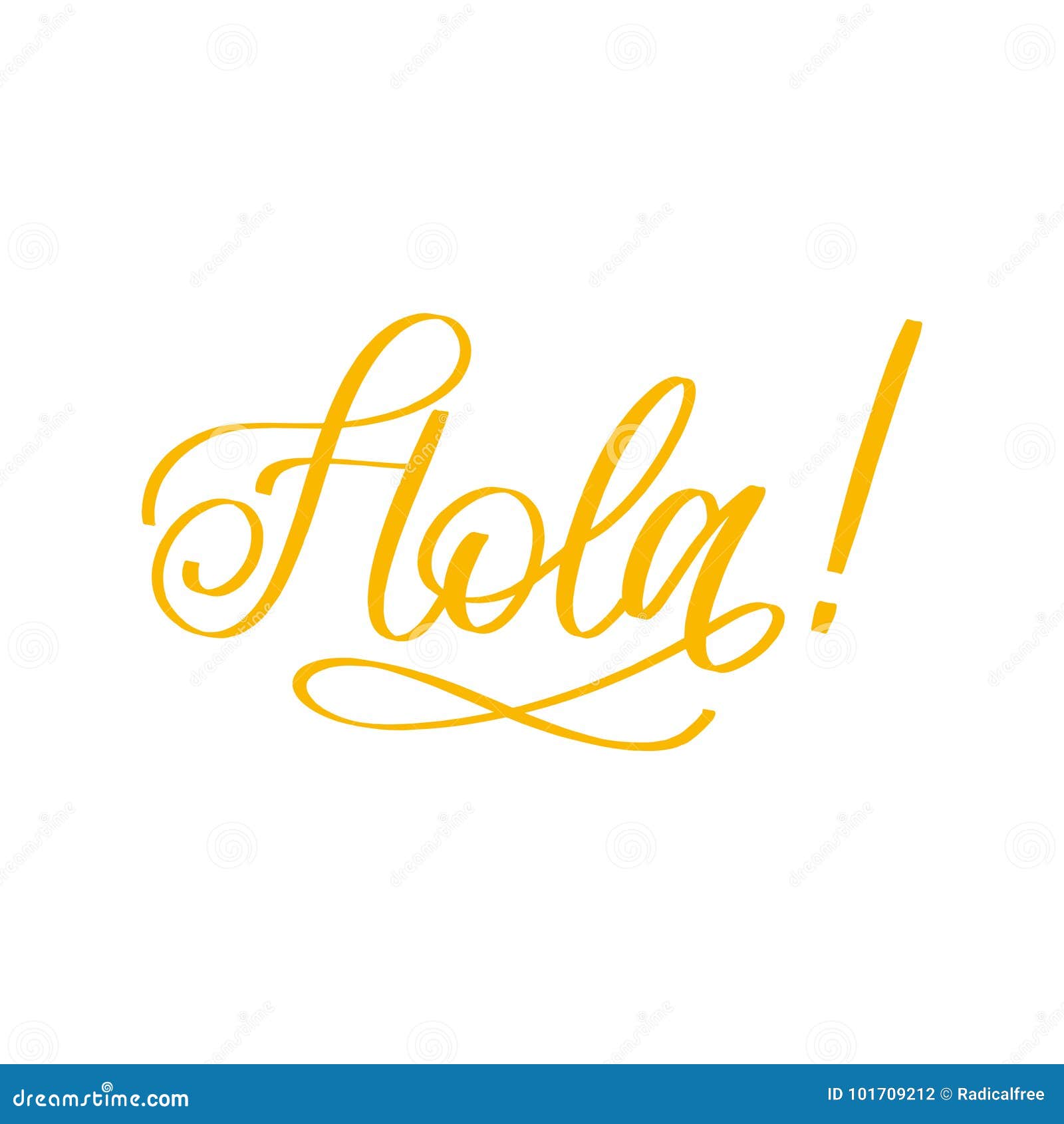 Hola Hand Lettering Phrase Translated from Spanish Hello on White ...