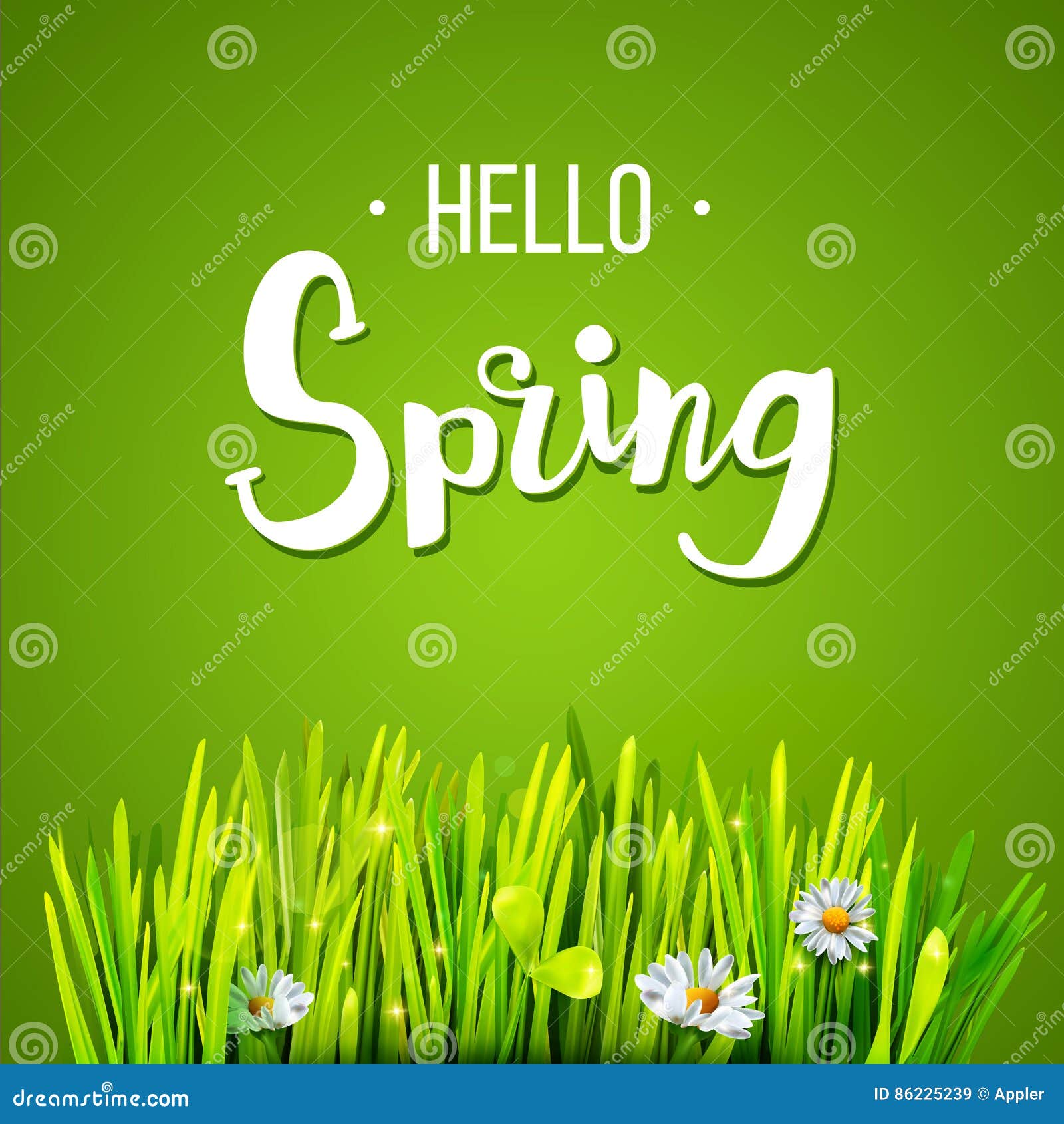 Hola Primavera Con La Hierba Ilustración del Vector - Ilustración de ...