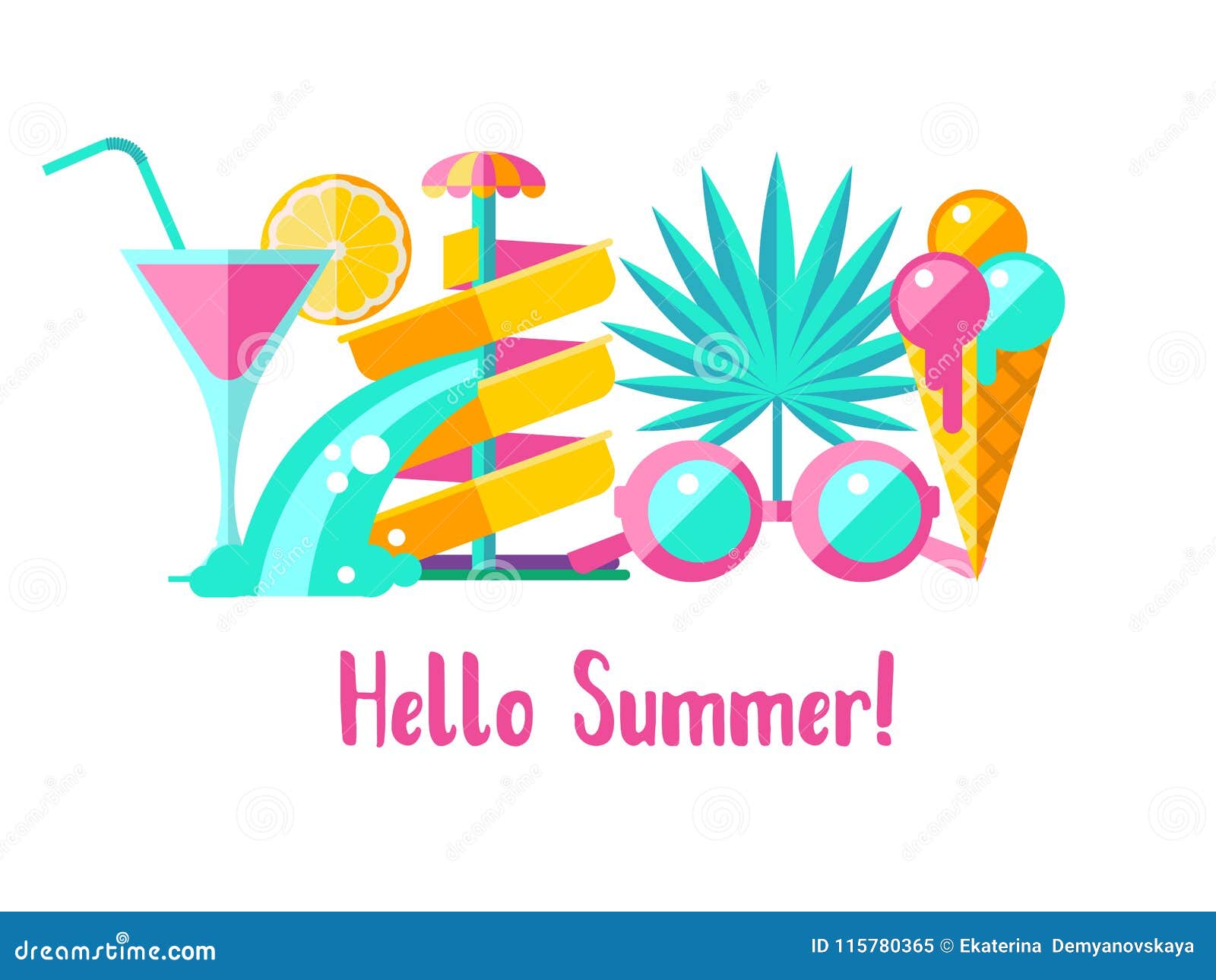 Hola Verano Clipart Del Vector Ilustración del Vector - Ilustración de ...